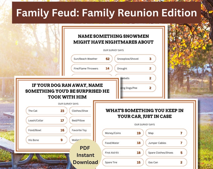 Family Reunion Feud Game, Family Reunion Games, Family Reunion Trivia ...