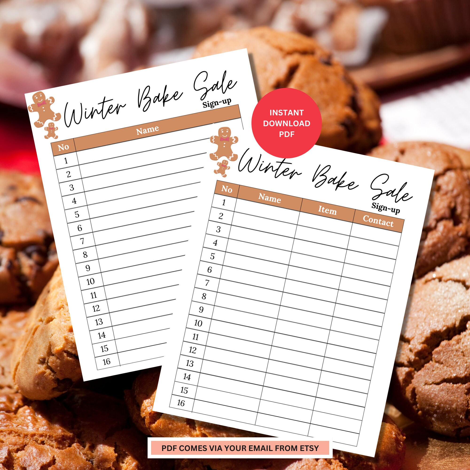 Winter Bake Sale Sign up Sheet | Bake Sale Sheet | Printable Bake Sale ...
