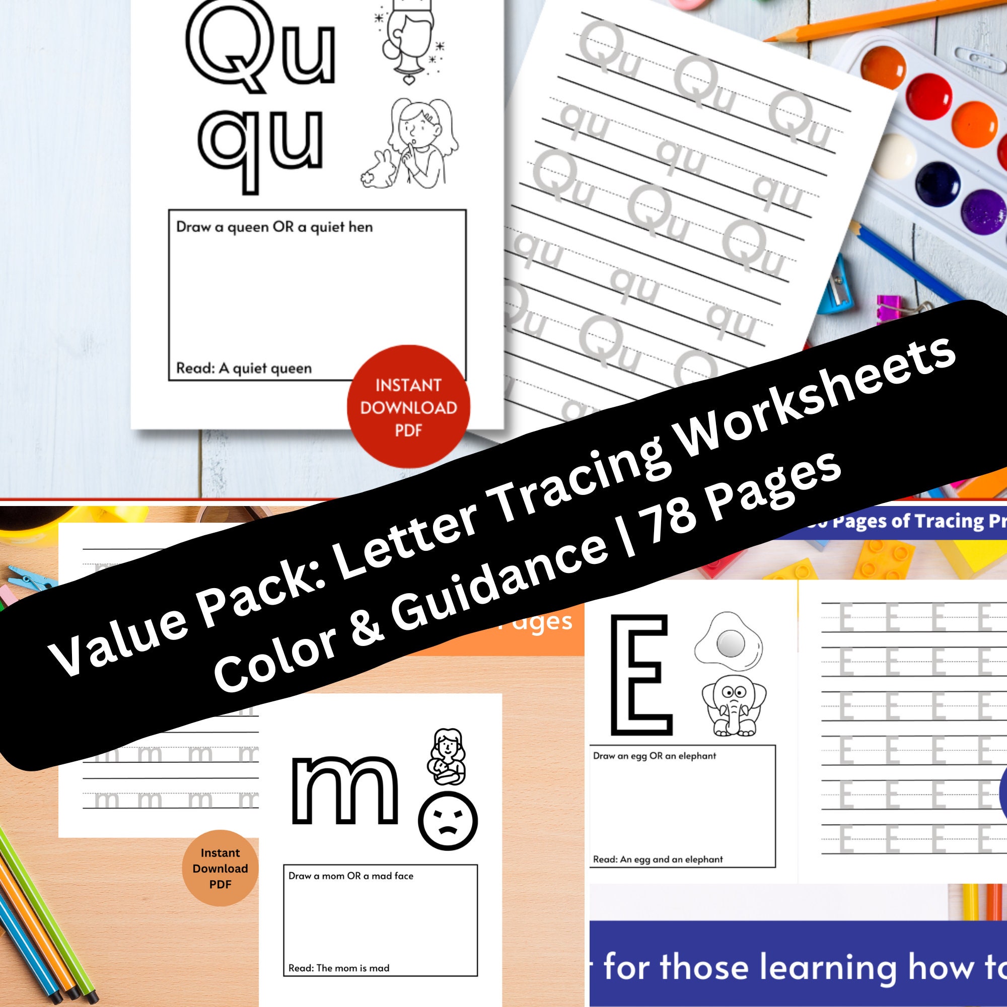 Letter Tracing Worksheet Bundle Kindergarten Worksheets - Etsy