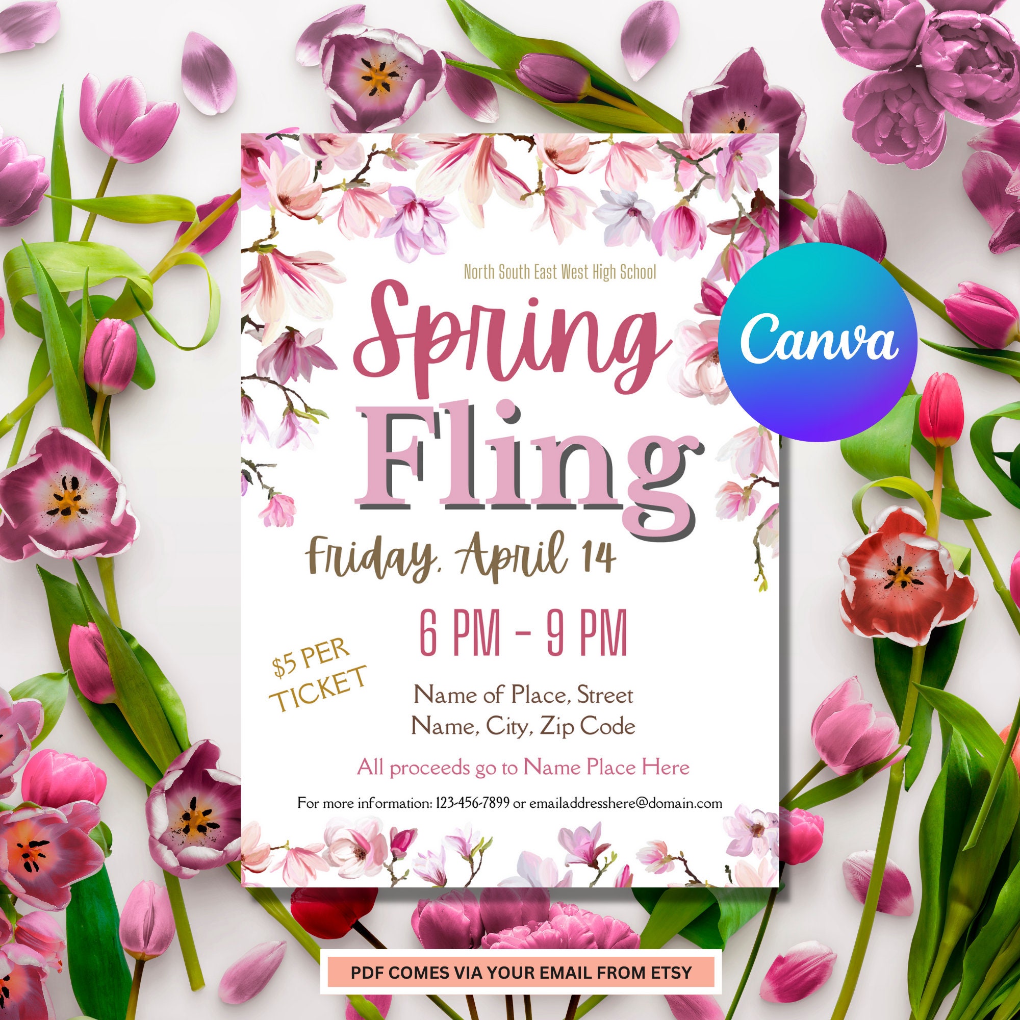 Spring Fling Invitation Template Spring Fling School Dance Flyer School ...
