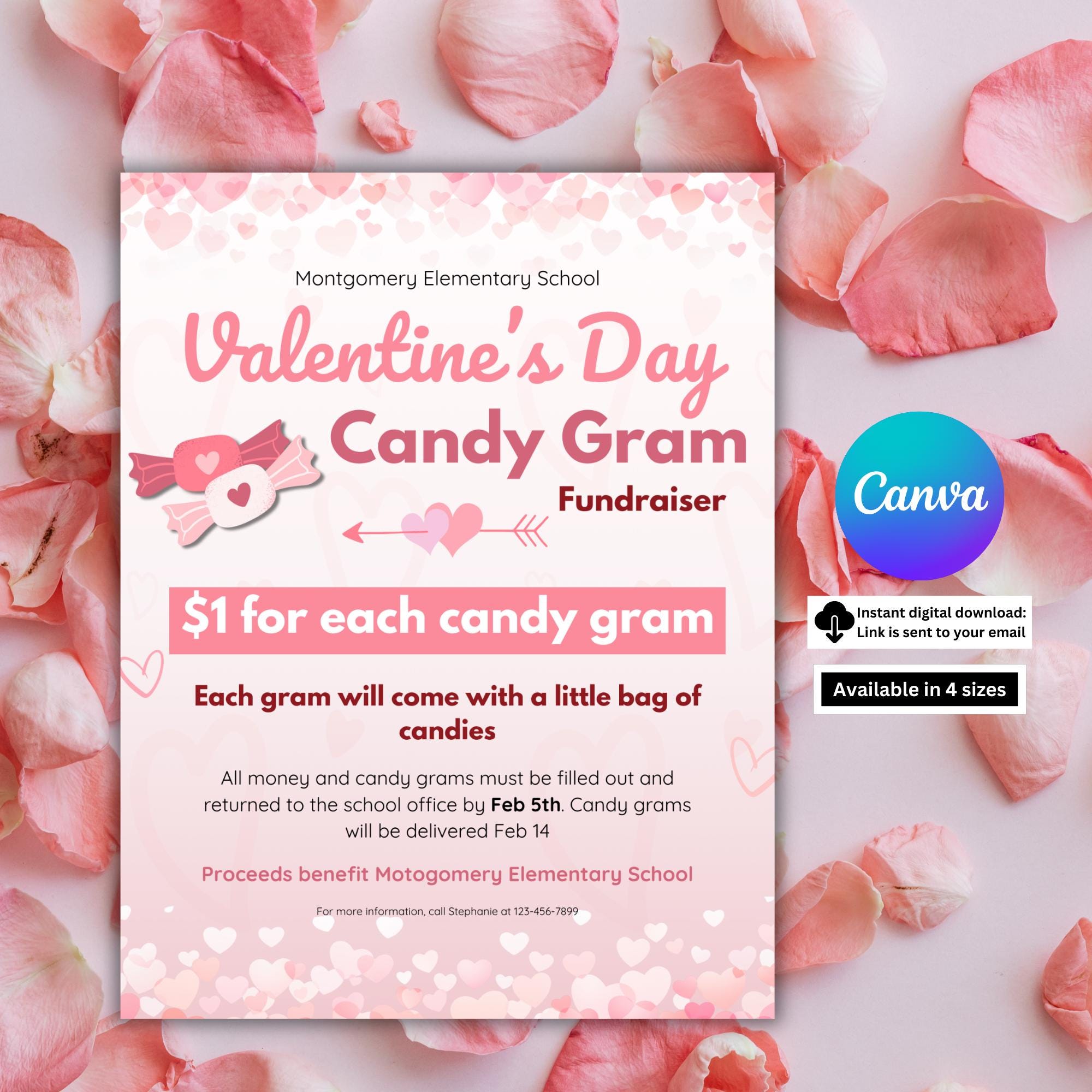 Valentine Candy Gram Fundraiser Flyer & Invite | School Valentine's ...