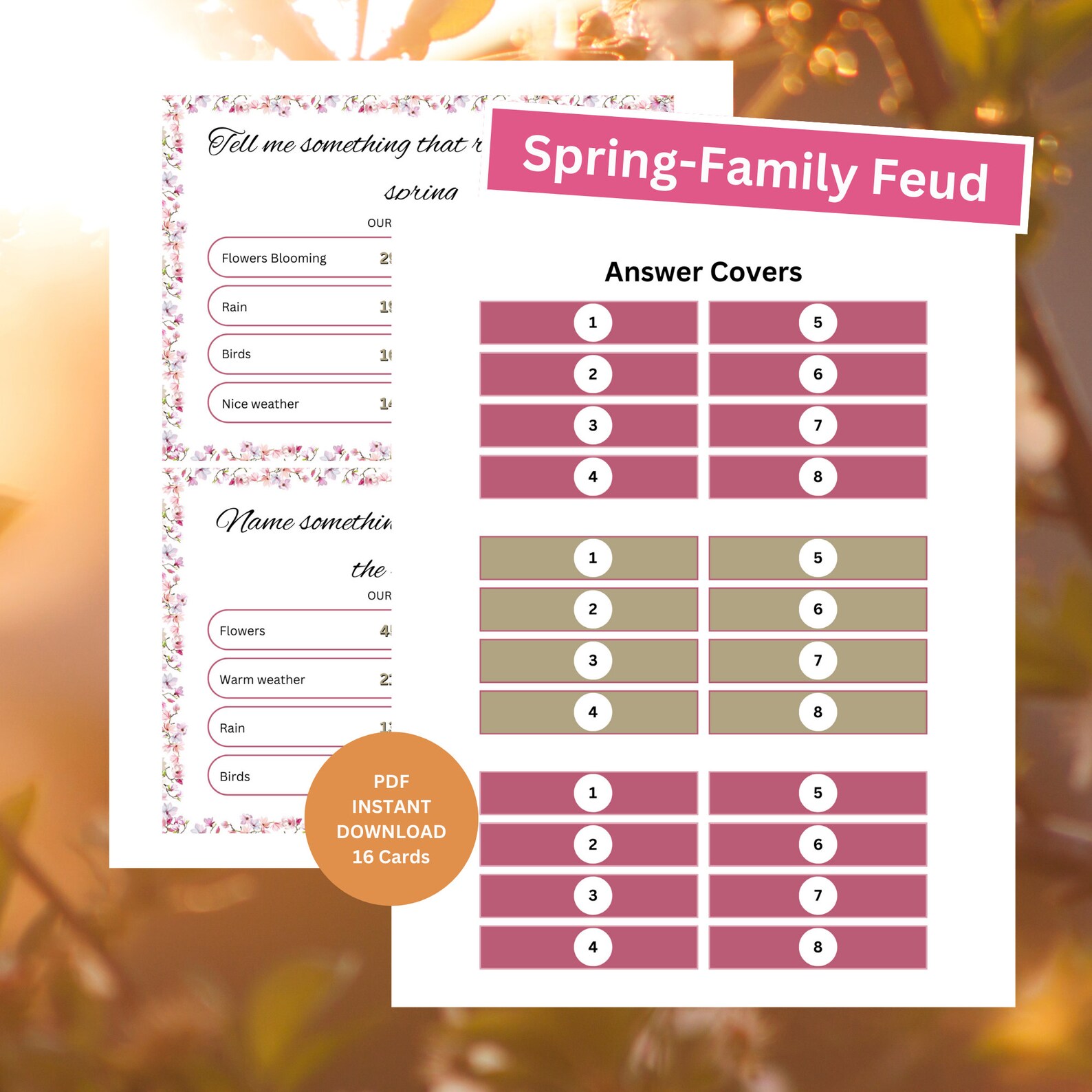 Family Feud Spring Game Spring Printable Games Spring - Etsy