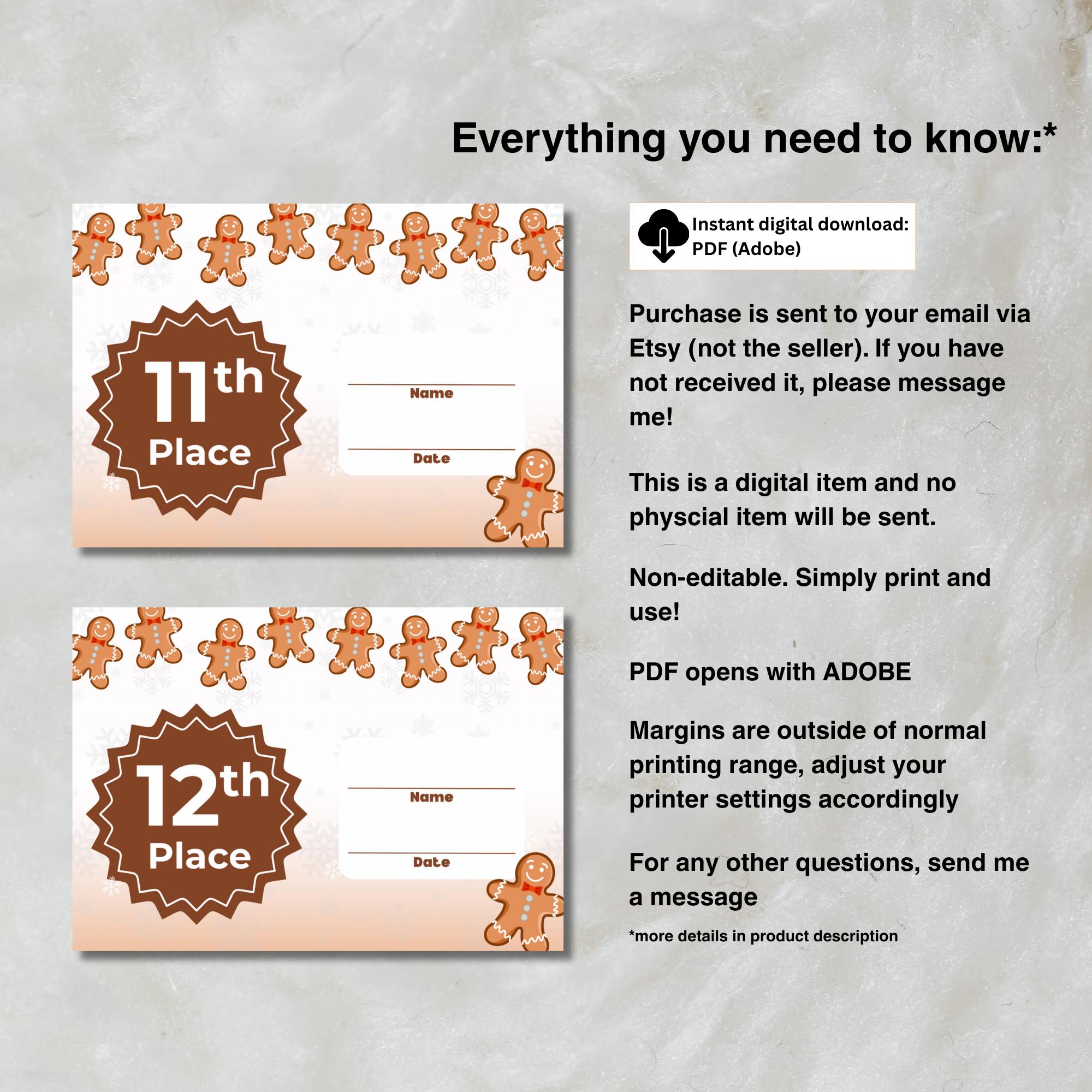 Gingerbread Man Certificate Cards |christmas Contest | Baking ...