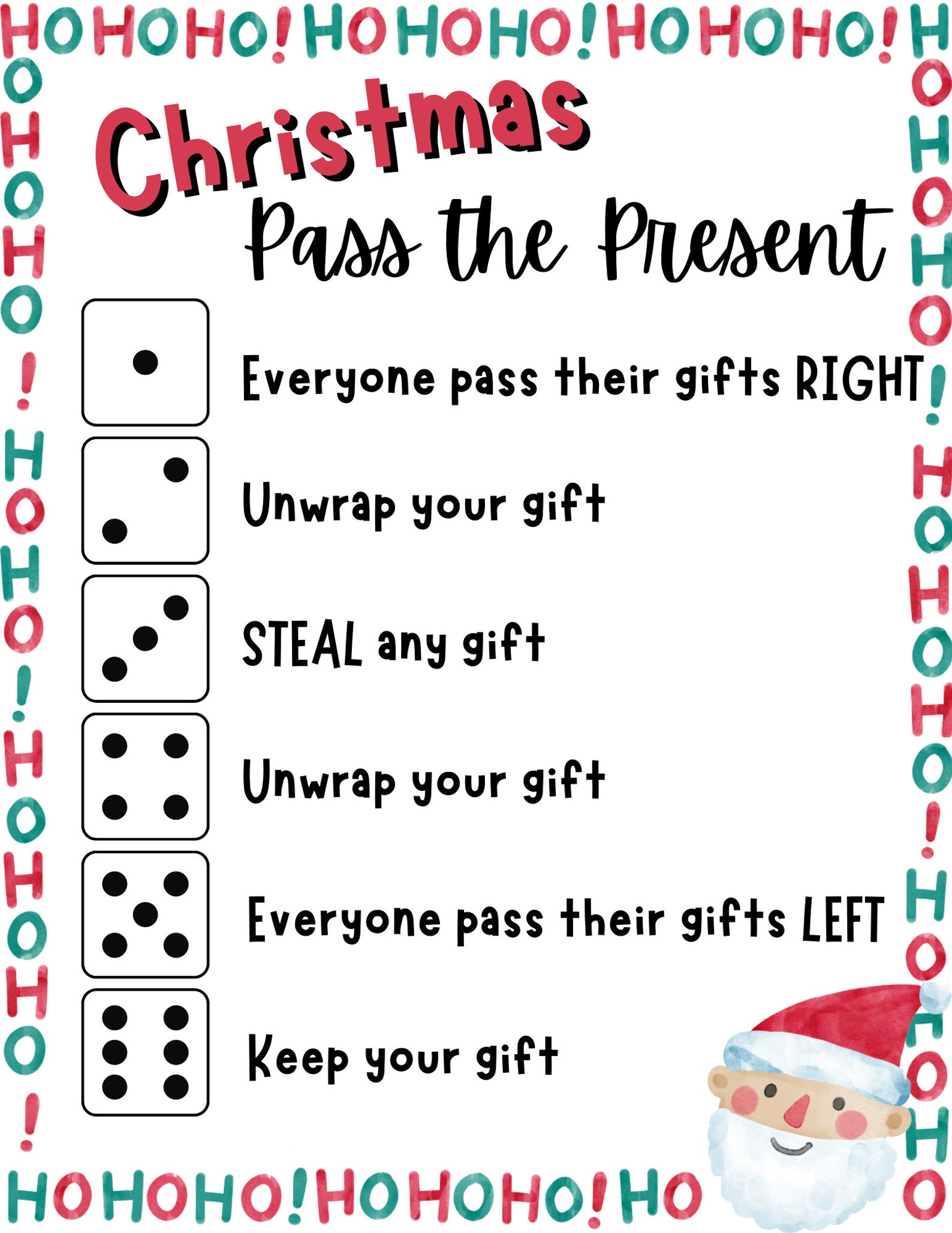 Pass the Present Christmas Games Pass the Present Dice Game Christmas ...