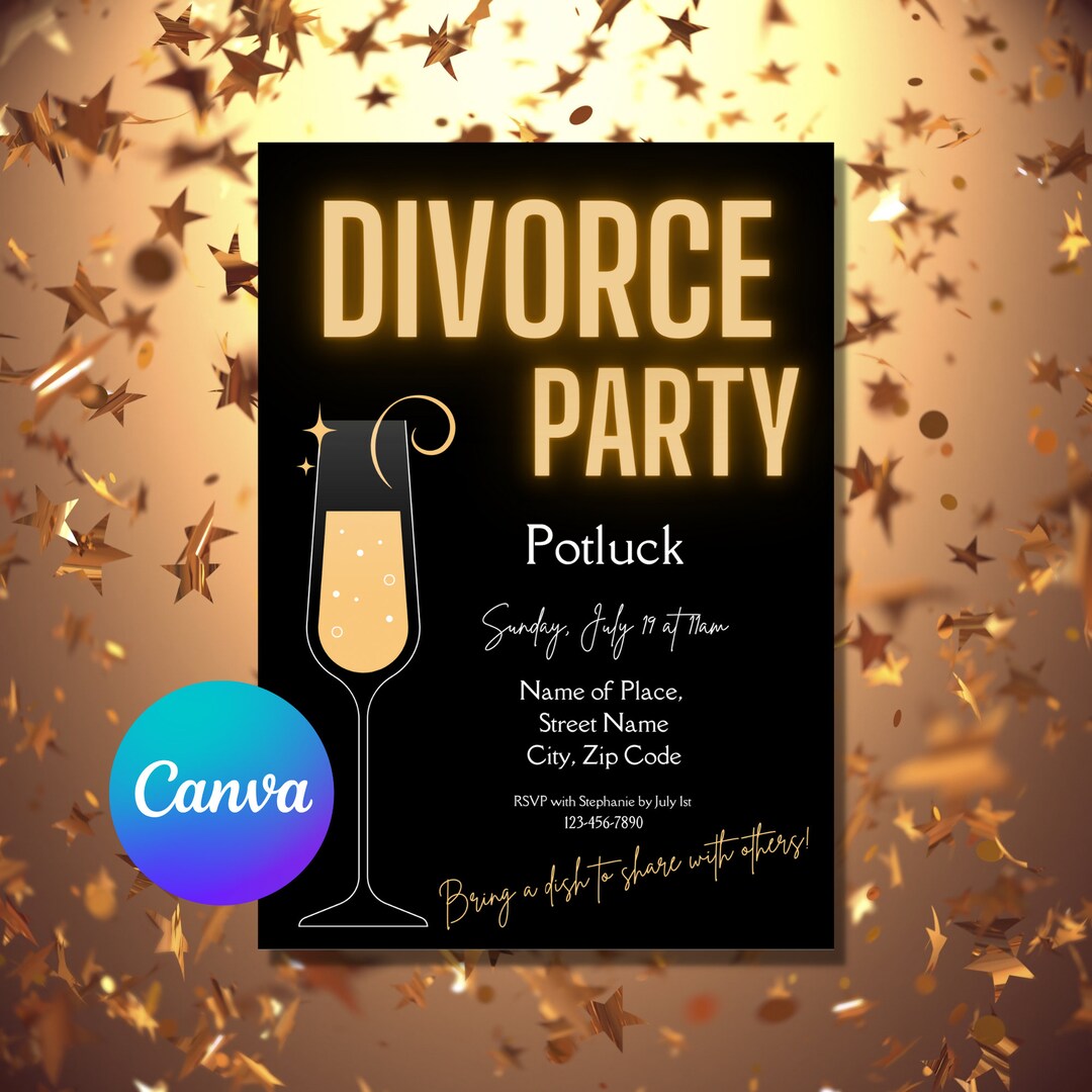 Plantilla de invitación a la comida compartida de la fiesta de divorcio / Invitación a la comida ...