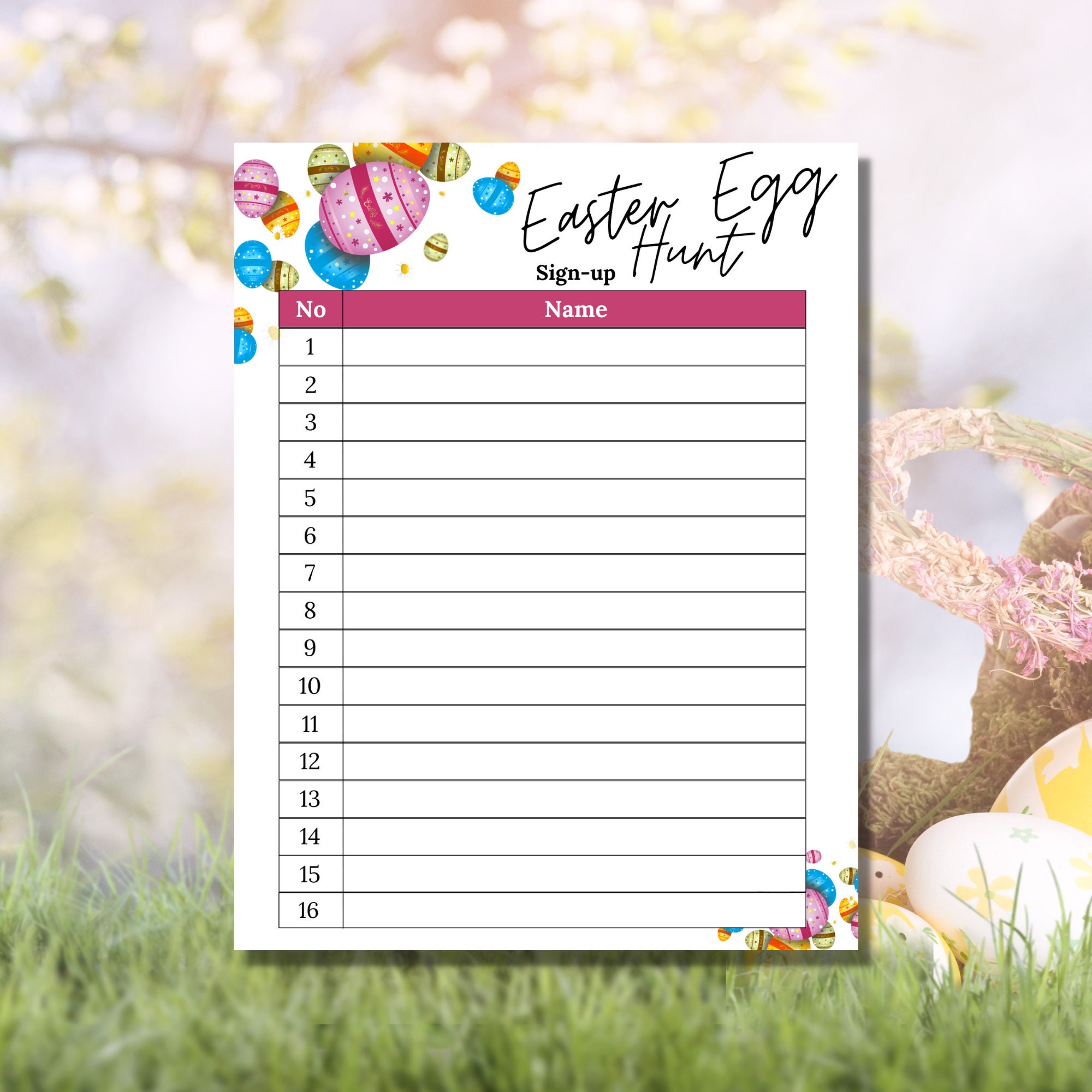 Easter Egg Hunt Sign up Sheet | Easter Egg Hunt Sheet | Printable ...