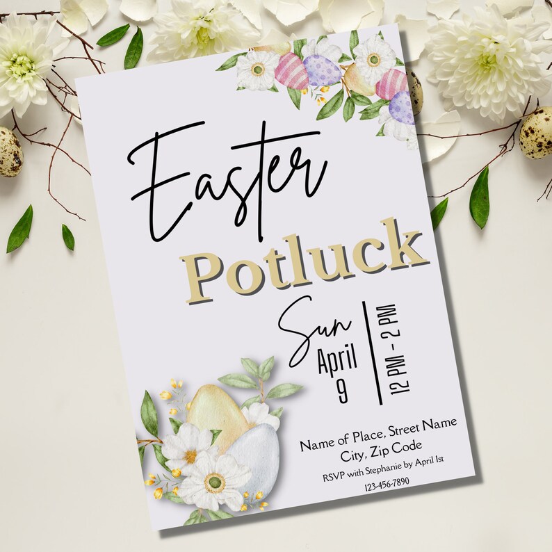 Easter Potluck Invite Template | Editable Potluck Invitation | Potluck ...