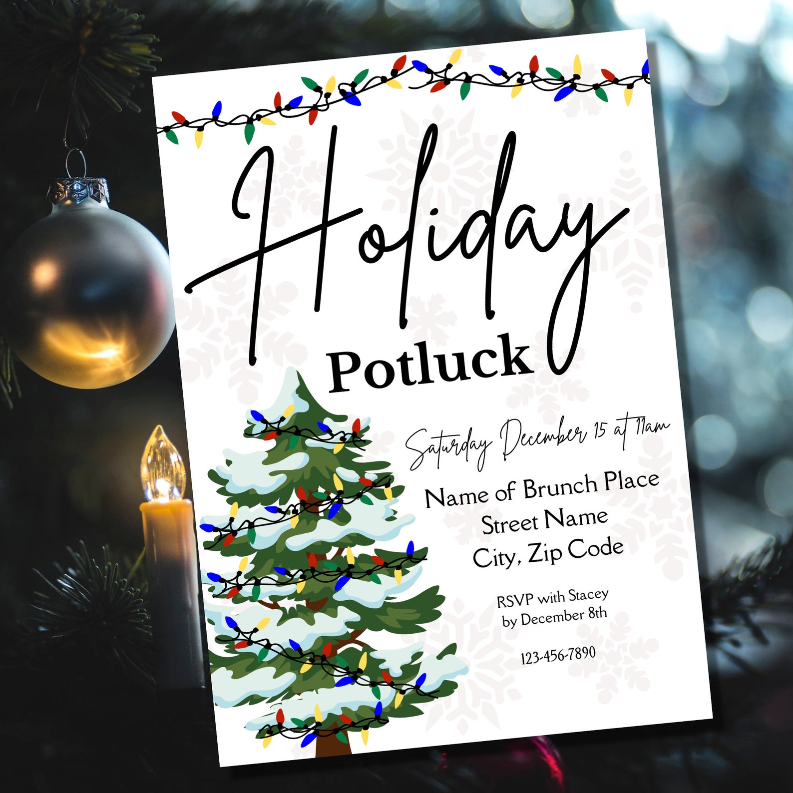 Holiday Potluck Template | Editable Holiday Potluck Invite | Holiday ...