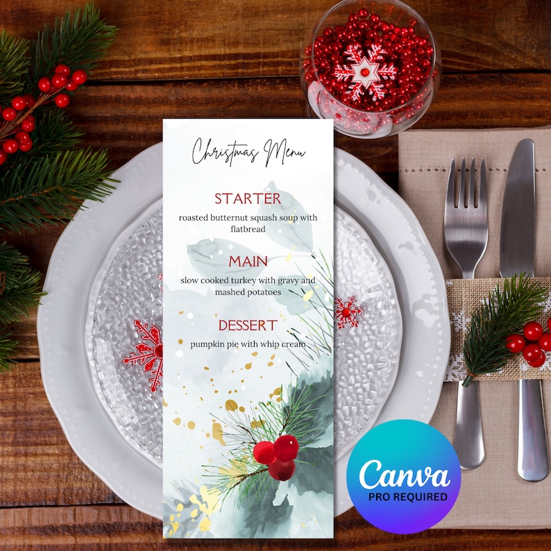 Christmas Menu | Editable Christmas Menu Template | Christmas Dinner ...