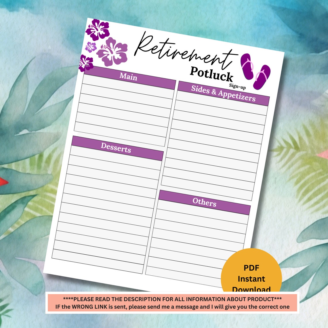 Potluck Sign up Sheet Retirement Potluck Sign up Sheet Retirement ...