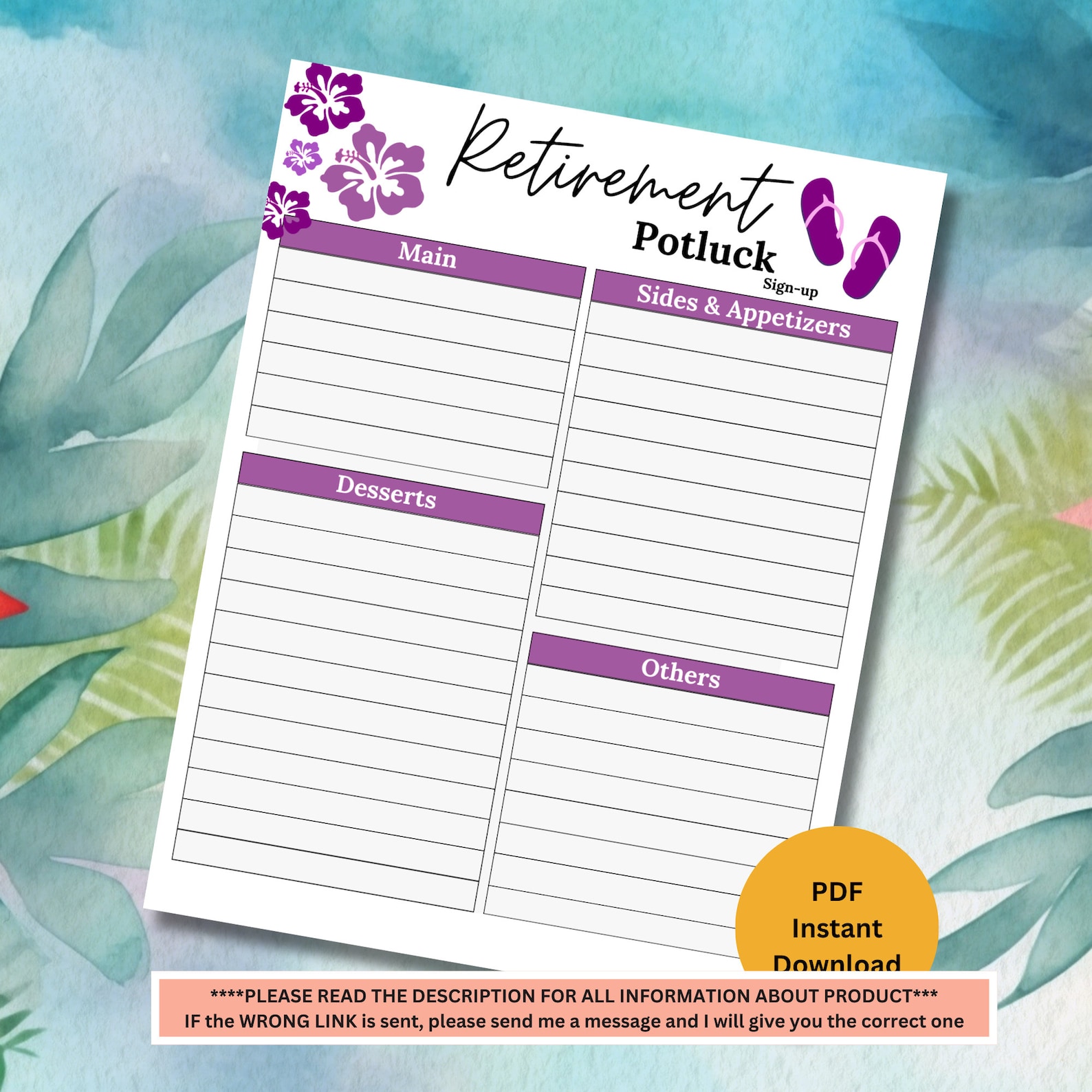 Potluck Sign up Sheet Retirement Potluck Sign up Sheet Retirement ...