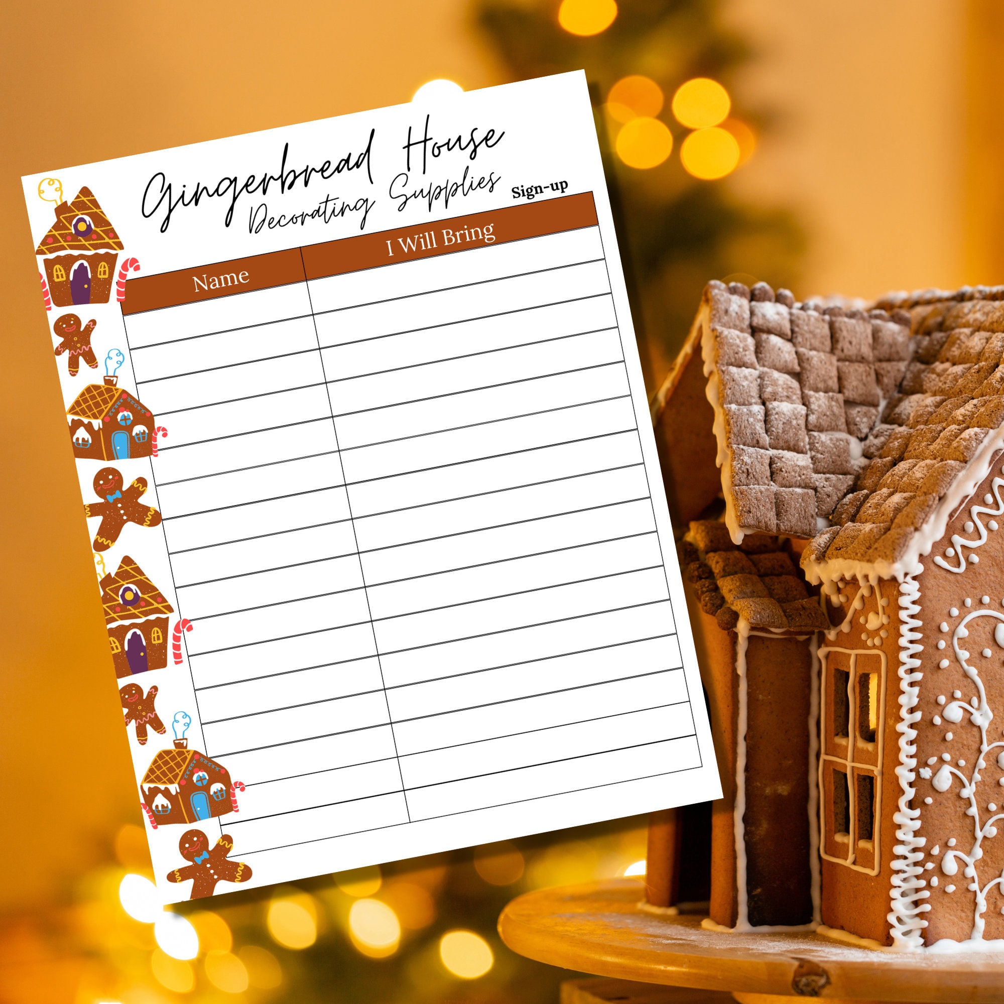 Gingerbread House Decorating Supplies Sign-up Sheet | Gingerbread House ...