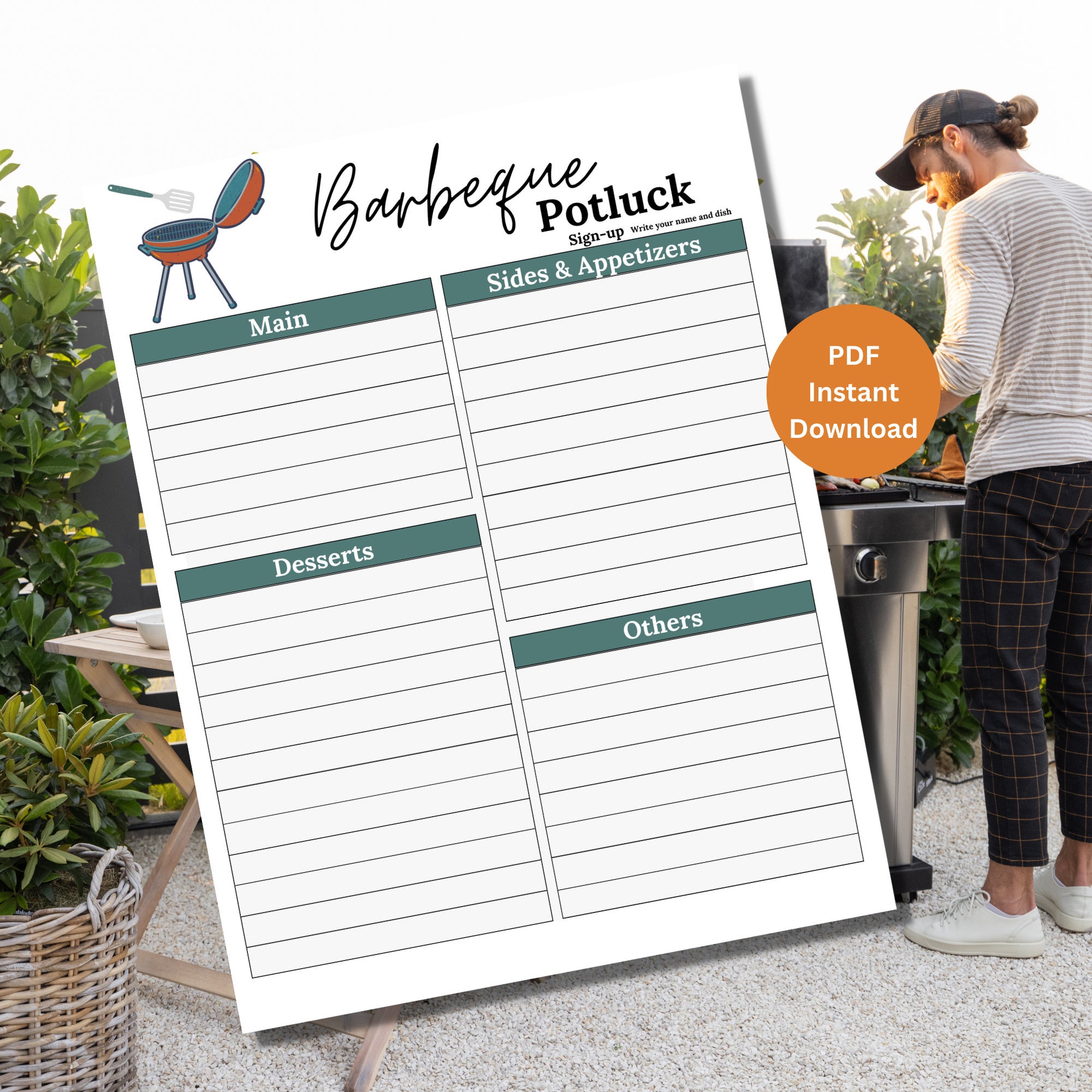Potluck Sign up Sheet | BBQ Potluck Sign up Sheet | Barbeque Potluck ...