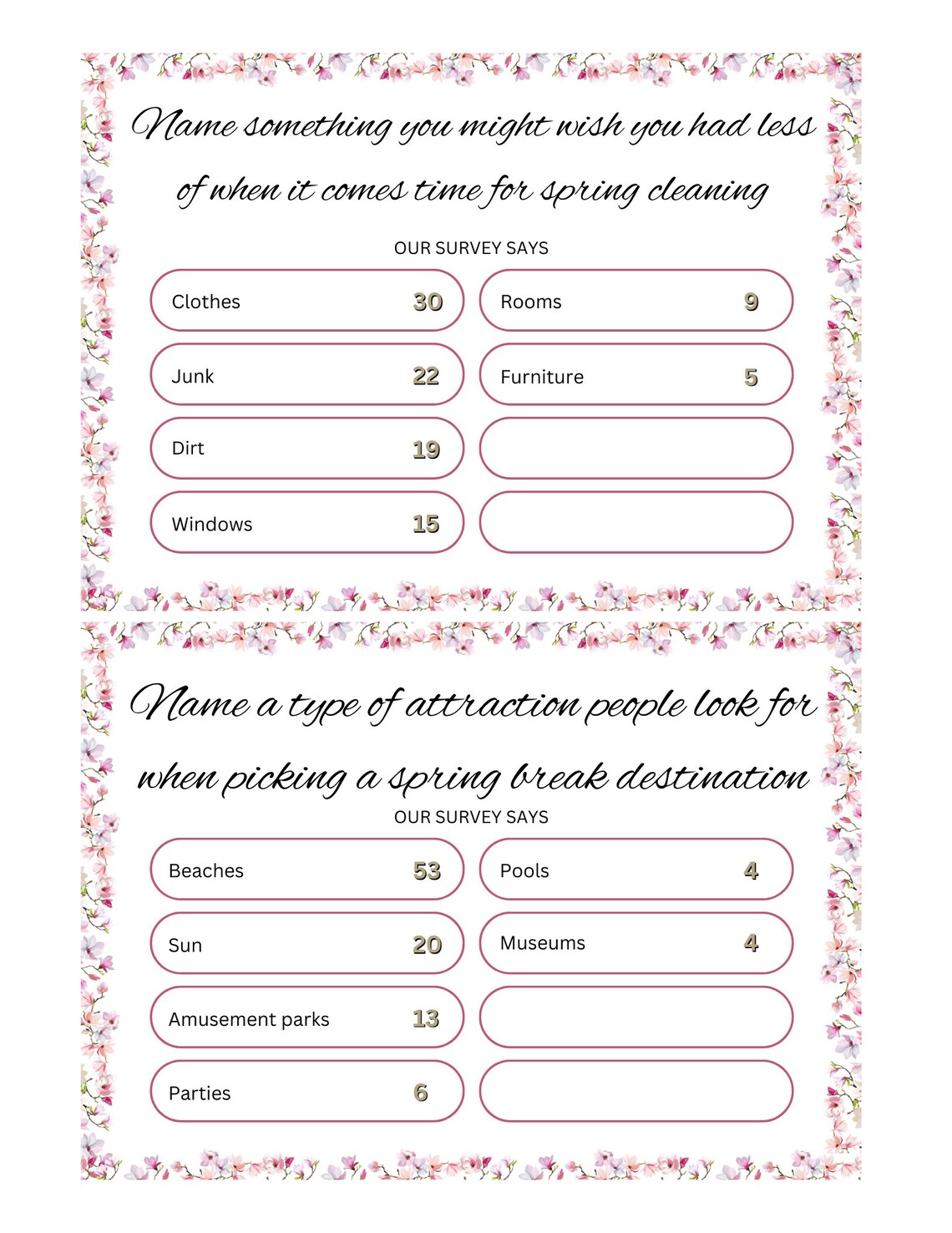 Family Feud Spring Game Spring Printable Games Spring - Etsy Canada