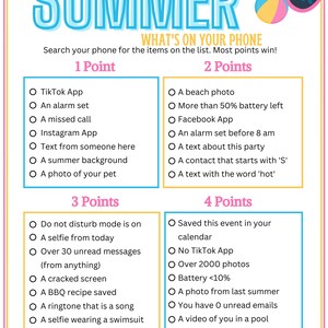 What's on Your Phone Summer Game | Summer Printable Games | Summer ...