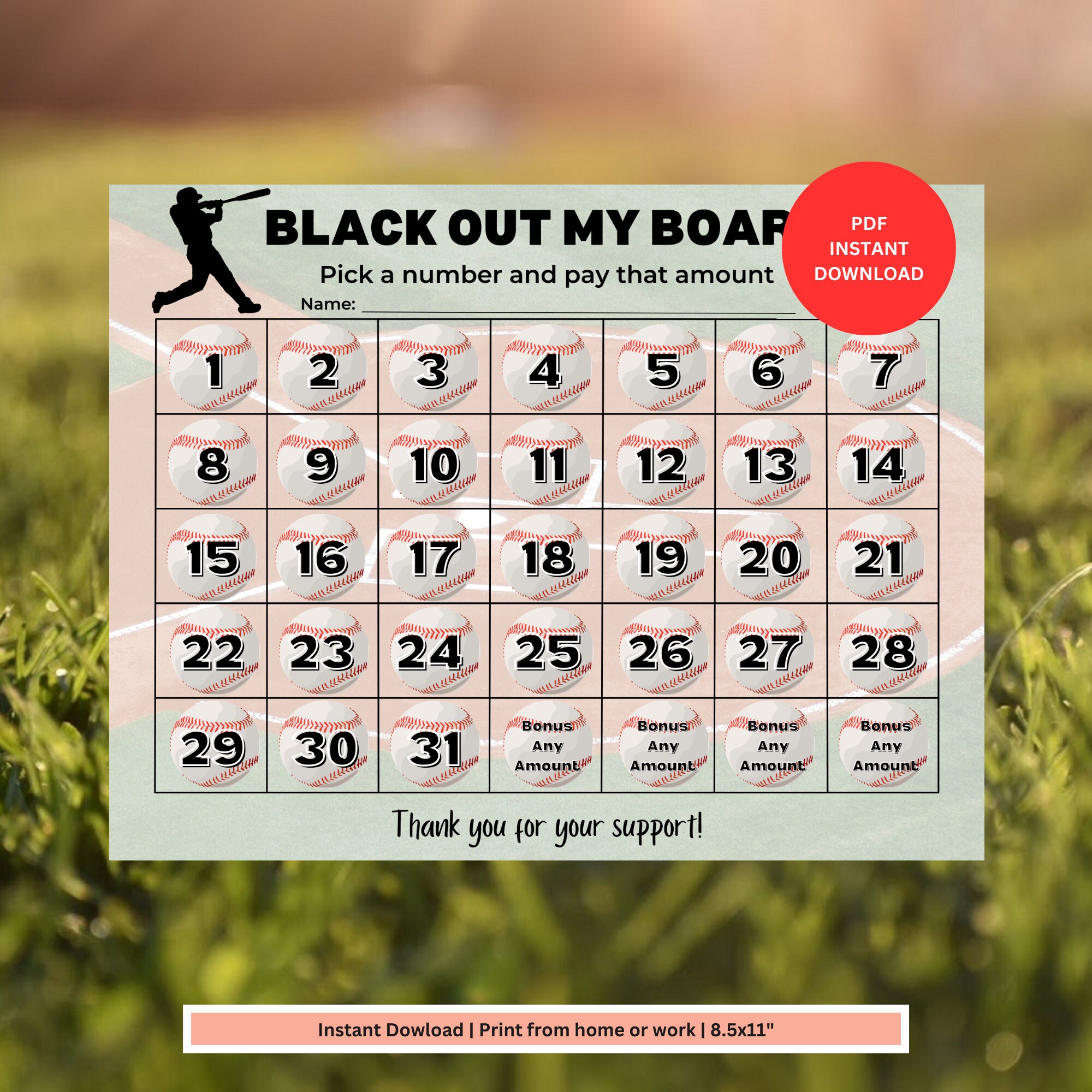 Baseball Fundraiser Calendar | Pick a Date Fundraiser | Sport ...