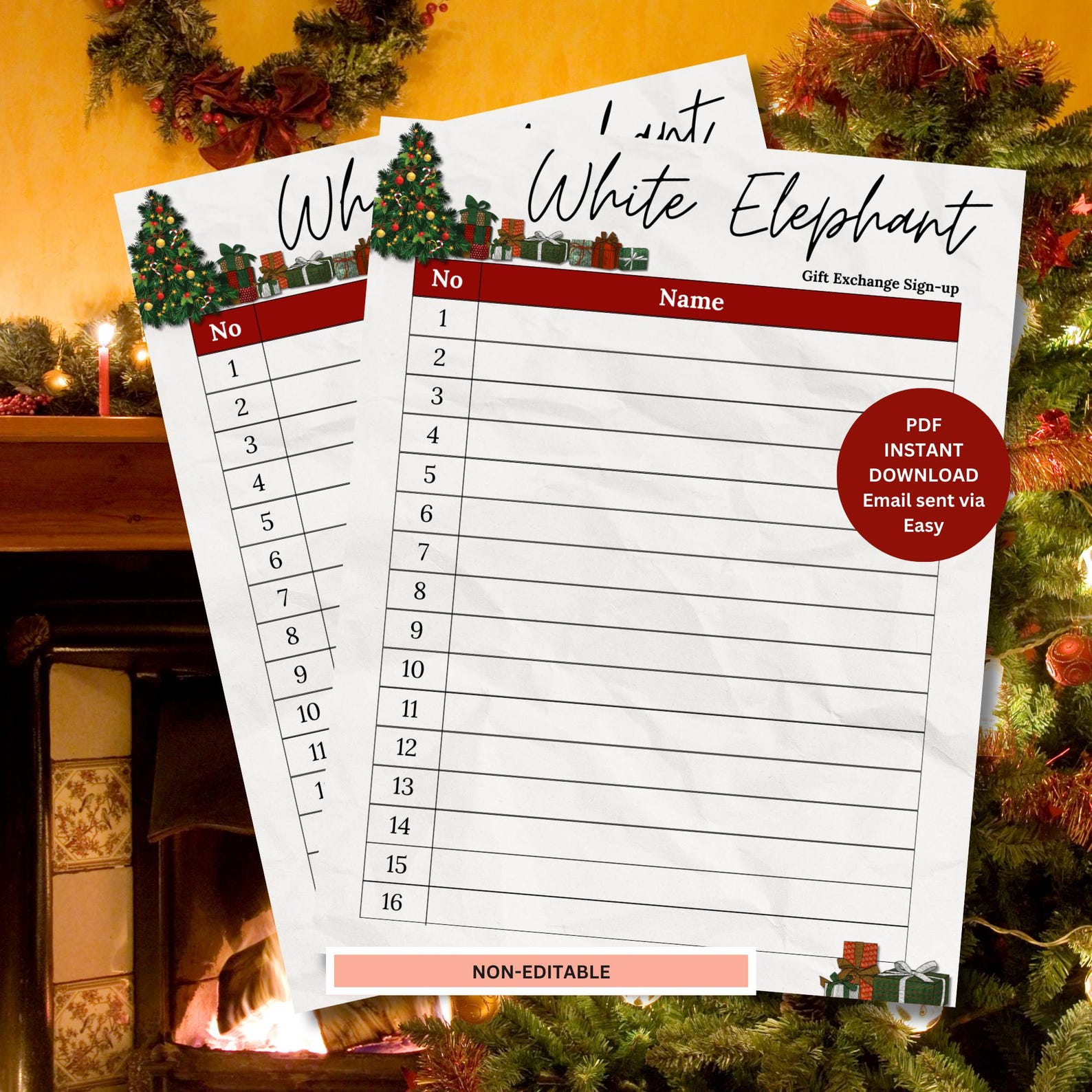 White Elephant Gift Exchange Sign up Sheet | Gift Exchange Sign up ...