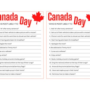 Who is Most Likely to Canada Day Game | July 1st Printable Games ...
