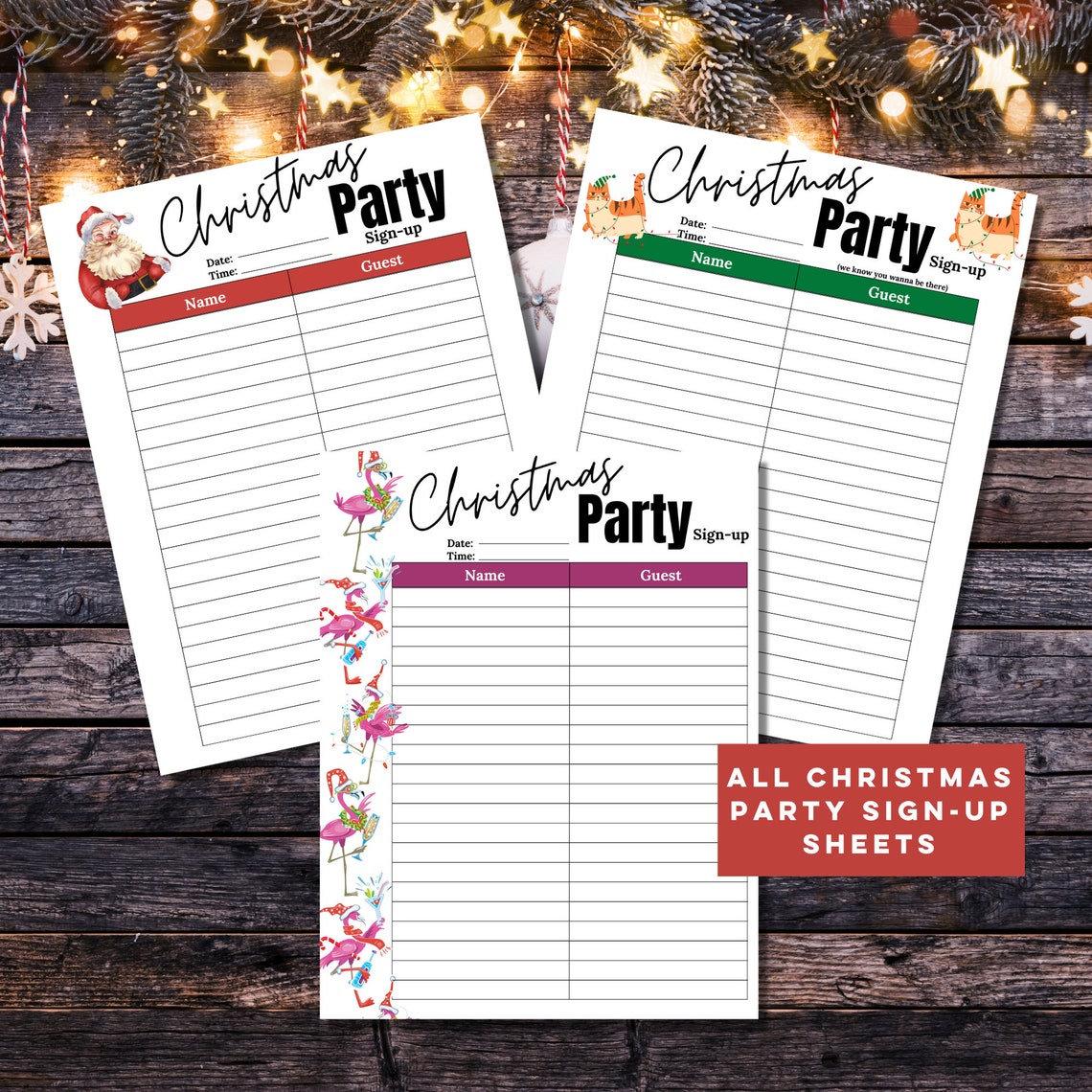 Christmas Party Sign up Sheet Christmas Sign up Party Sign up Sheet ...