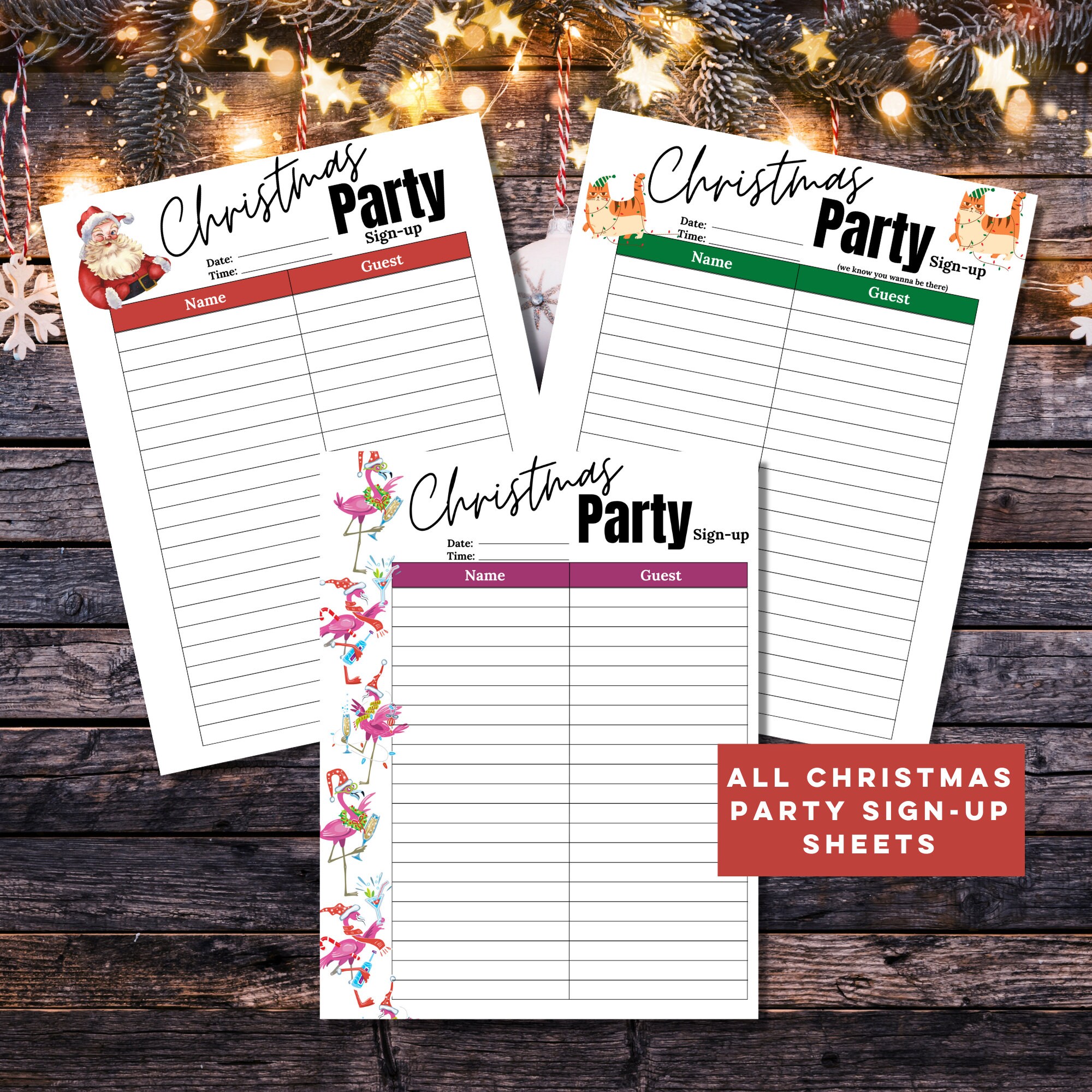 Christmas Party Sign up Sheet | Christmas Sign up | Party Sign up Sheet ...