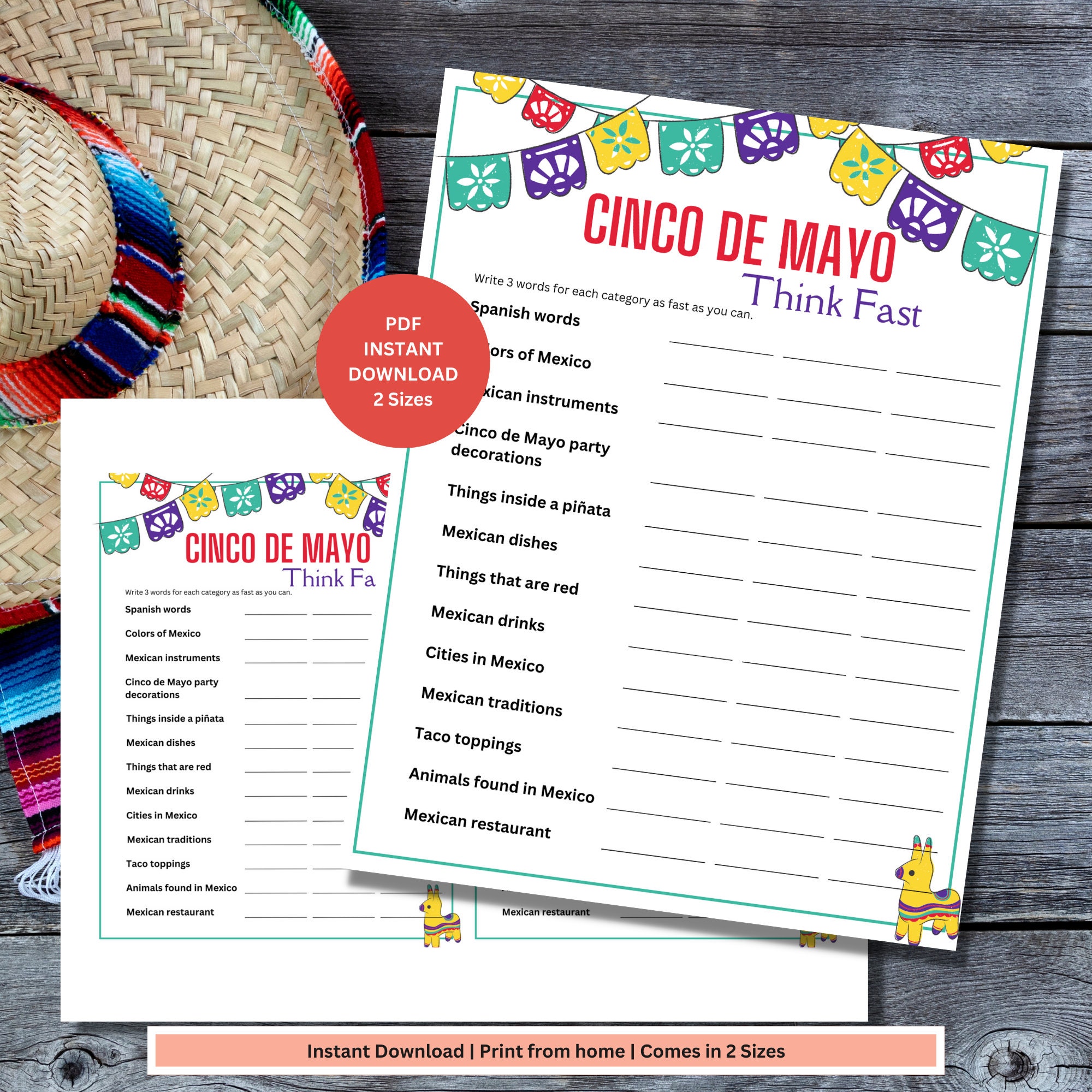 Think Fast Cinco De Mayo Game Cinco De Mayo Printable Games Mexican ...