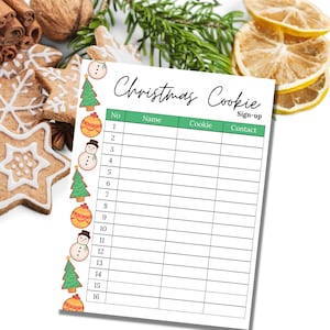 Christmas Cookie Sign up Sheet Christmas Cookies Exchange - Etsy
