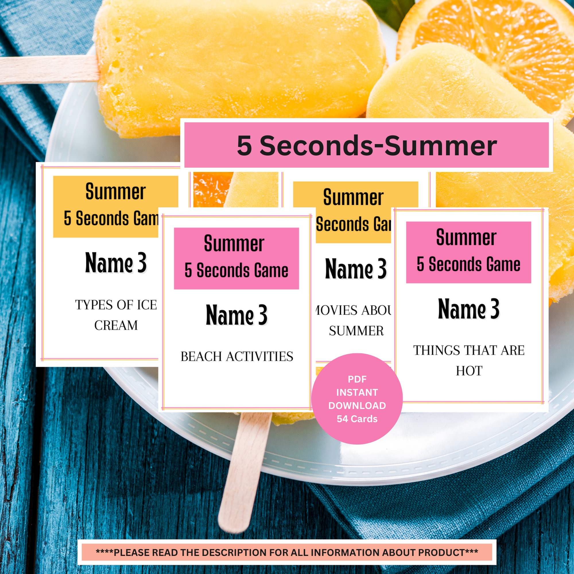5 Seconds Summer Game | Summer Printable Games | Summer Activities ...