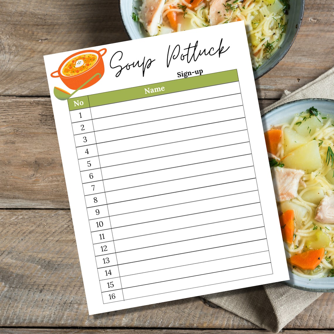 Potluck Sign up Sheet Soup Potluck Sign up Sheet Soup Potluck Sheet ...