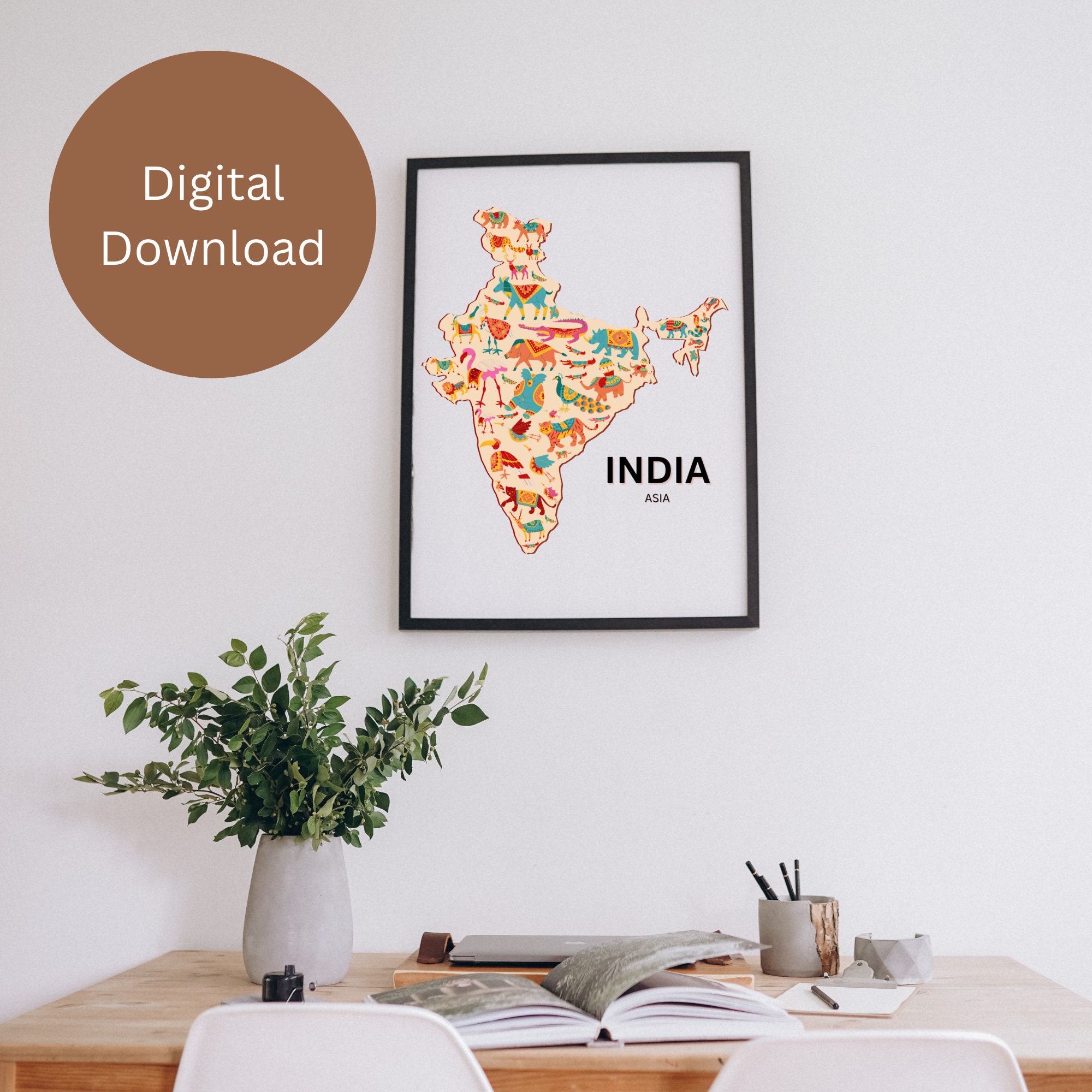 Map of India India Map Digital India Map India Wall Art - Etsy Canada