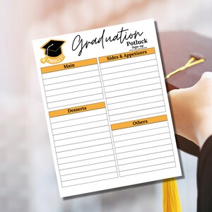Potluck Sign up Sheet | Graduation Potluck Sign up Sheet | Grad Potluck ...