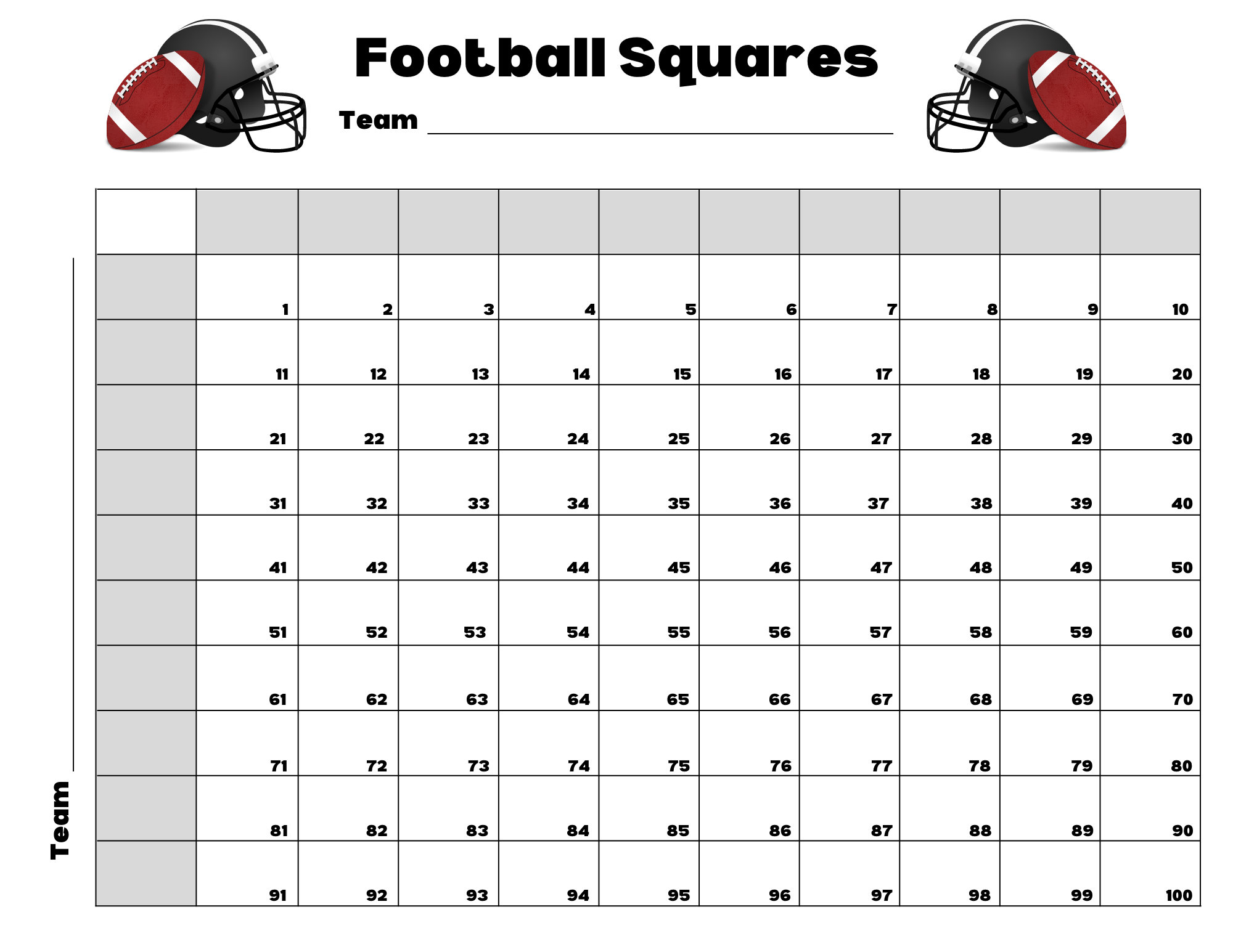 Football Squares | Football Squares | Football Party Game | Football ...