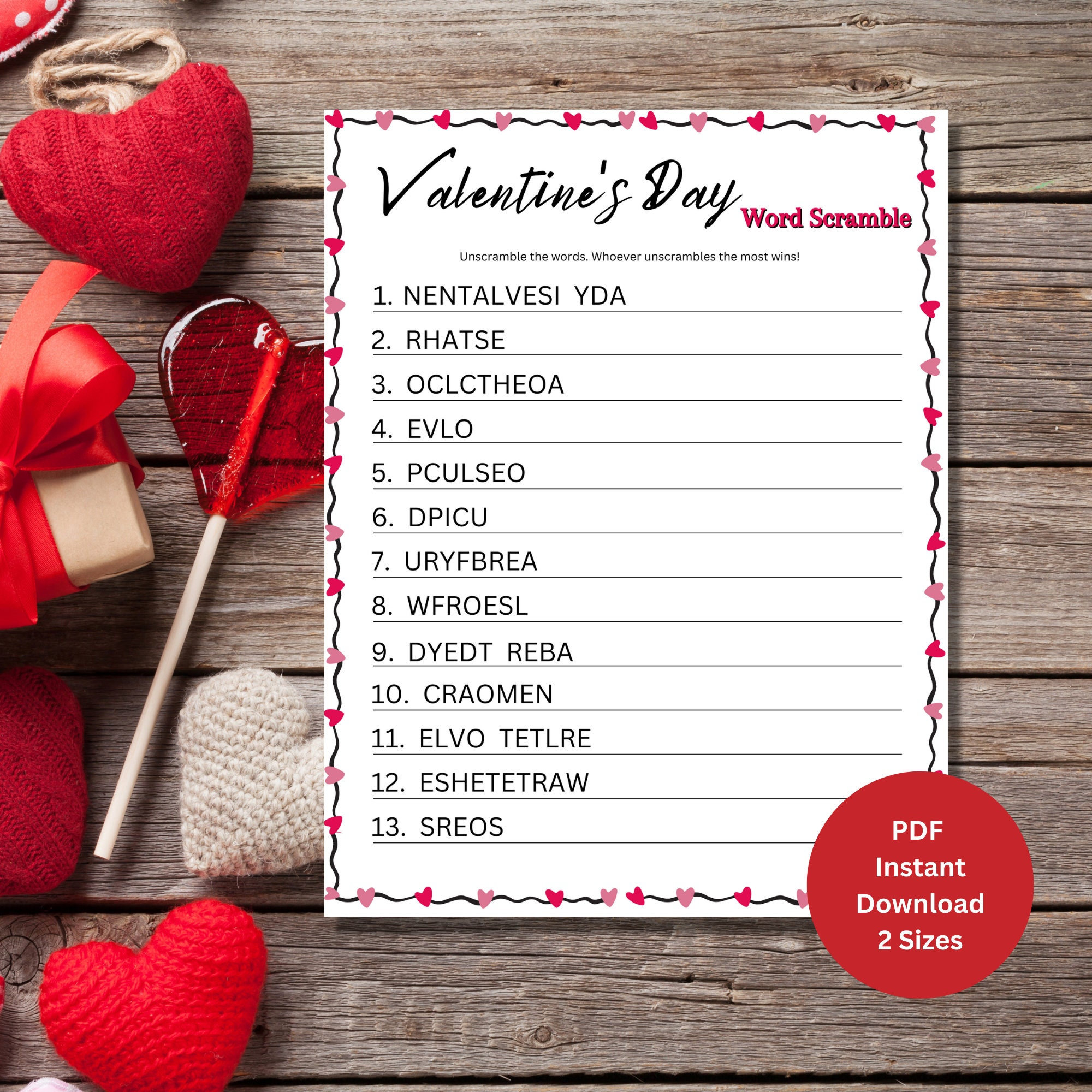 Word Scramble Game Valentines | Valentines Word Scramble Game ...