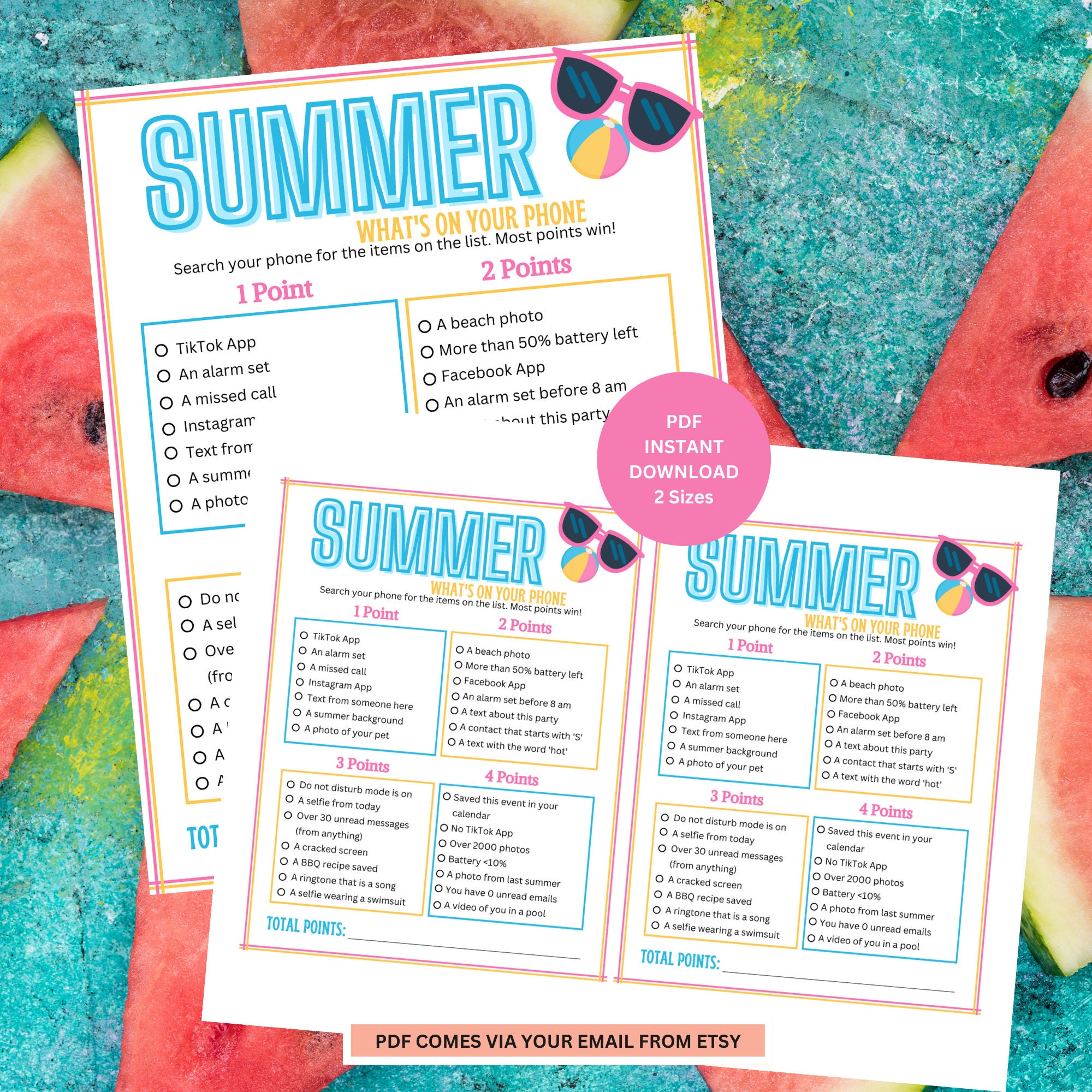 What's on Your Phone Summer Game | Summer Printable Games | Summer ...