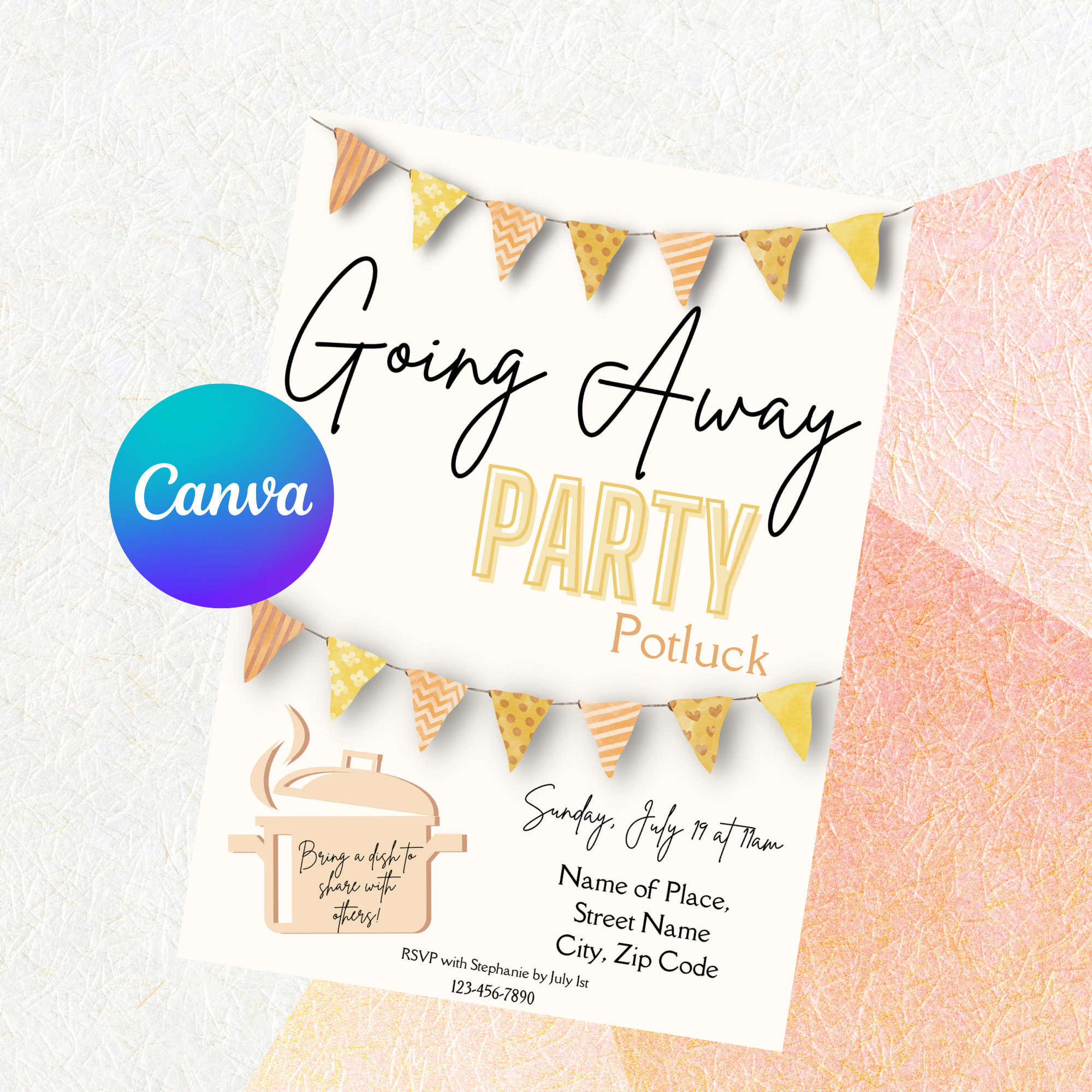 Going Away Potluck Invitation Template | Going Away Party Potluck ...