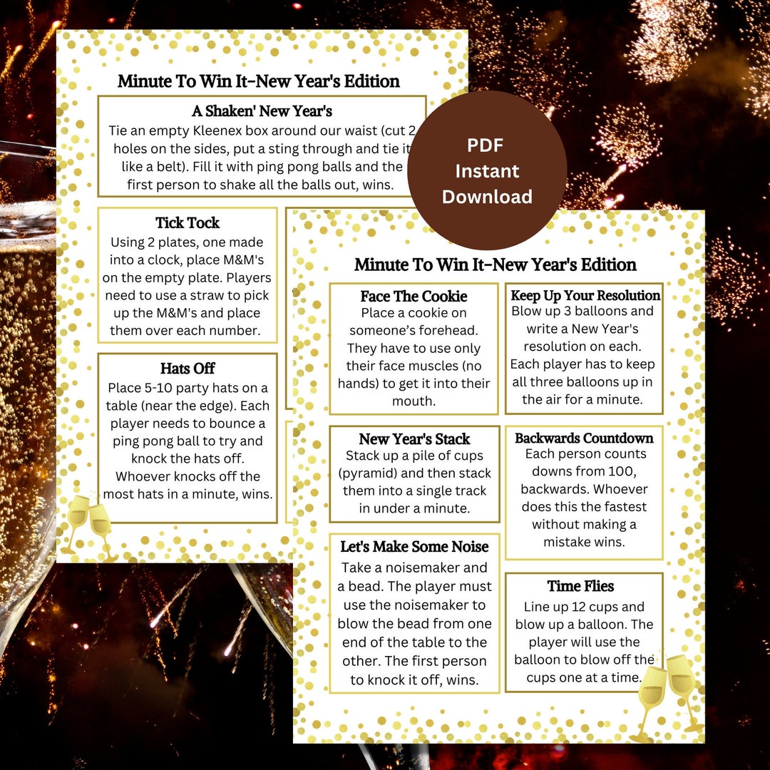 Minute to Win It Games | Minute to Win It New Year's Games | New Year's ...