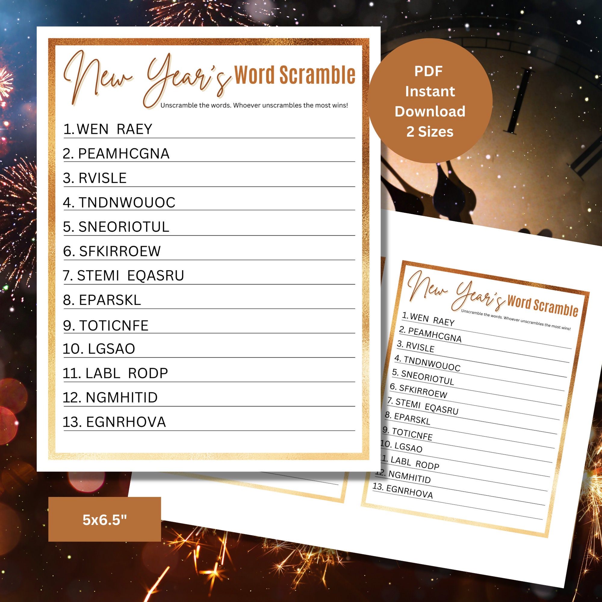 New Year's Word Scramble New Year's Eve Games Family New Year's Games ...