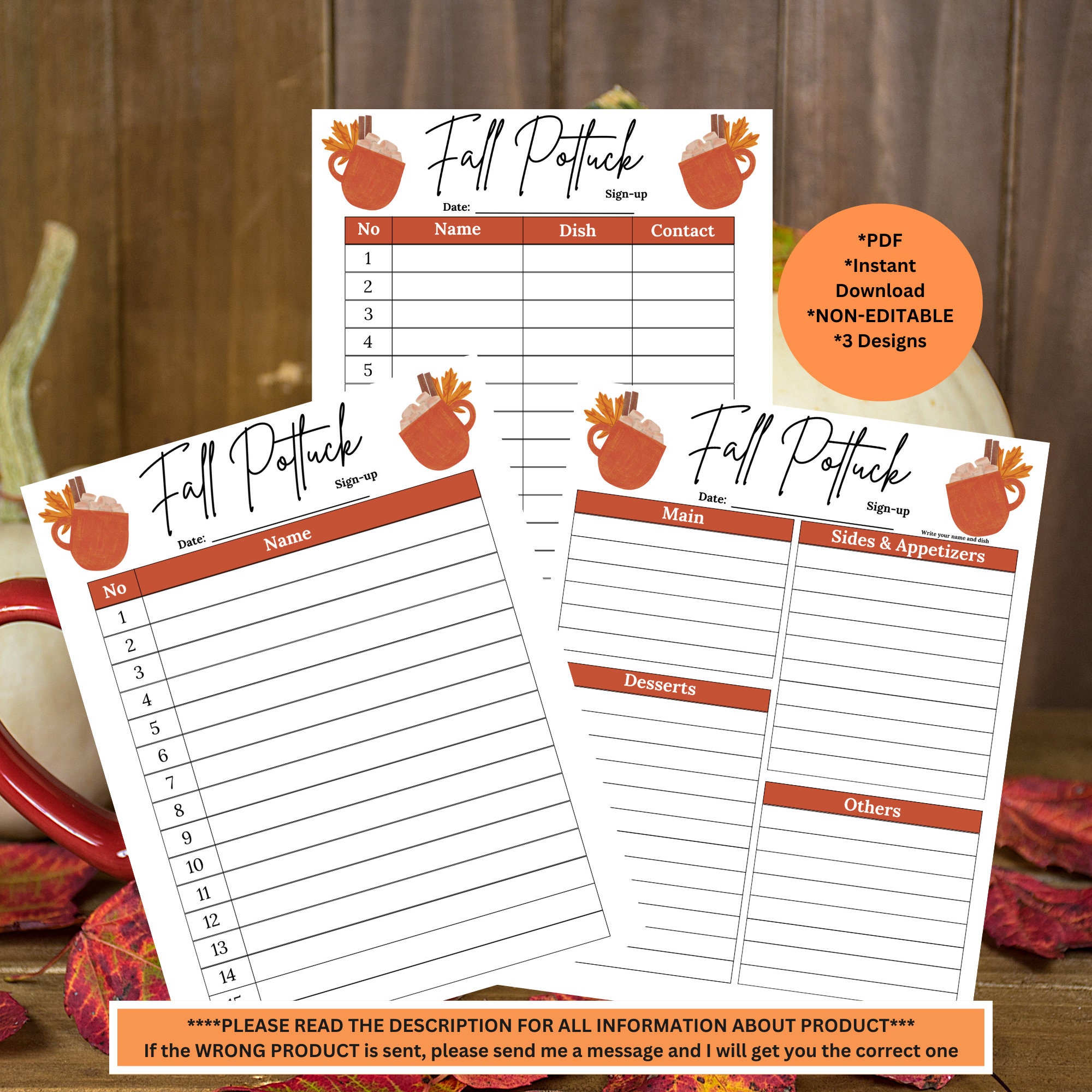 Potluck Sign up Sheet | Thanksgiving Potluck Sign up Sheet ...