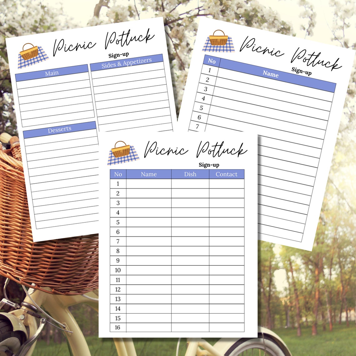 Potluck Sign up Sheet Picnic Potluck Sign up Sheet Picnic Potluck Sheet ...