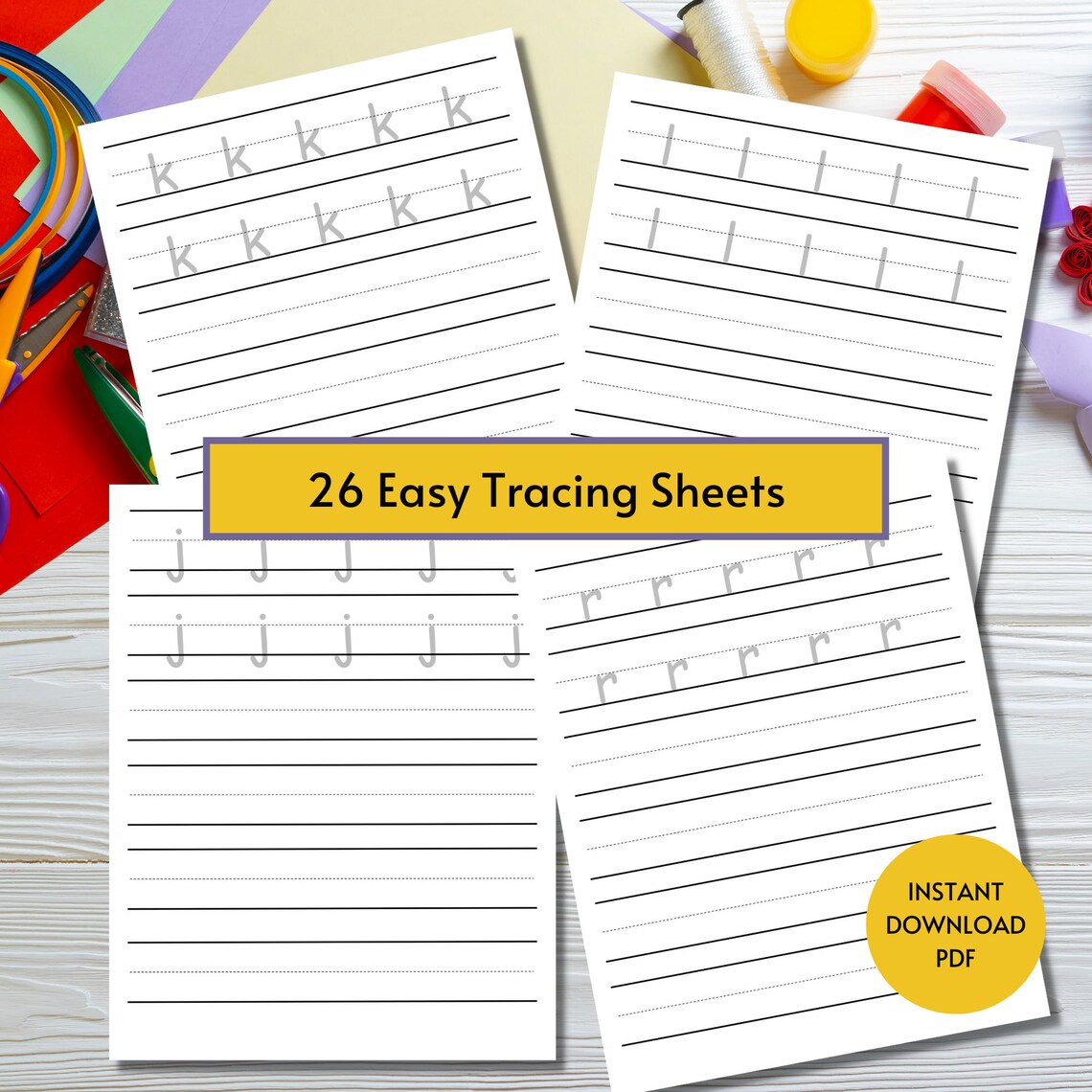 Alphabet Tracing Worksheets Lower Case 26 Printable Sheets - Etsy