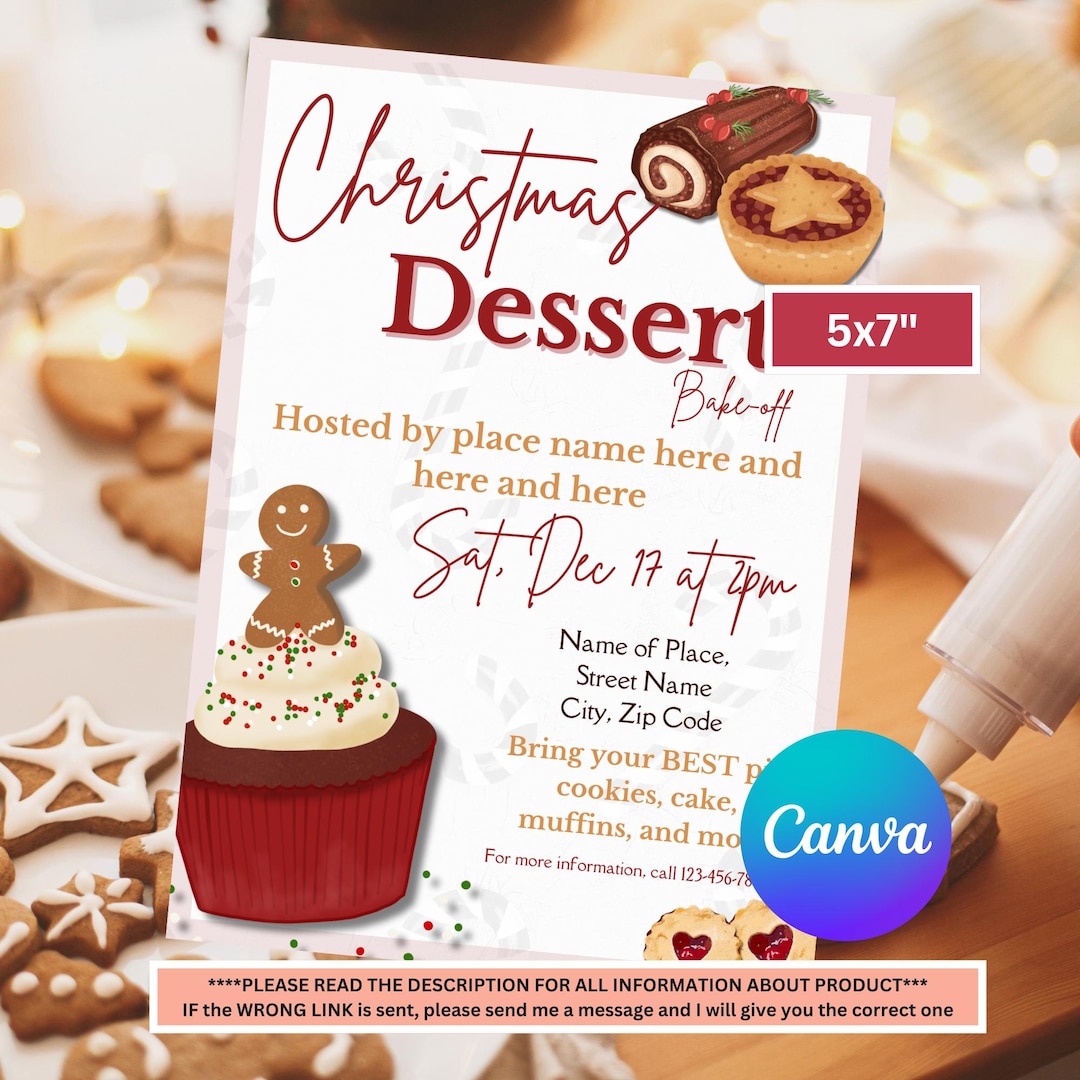 Christmas Dessert Bake-off Invite Template | Christmas Dessert Bake-off ...