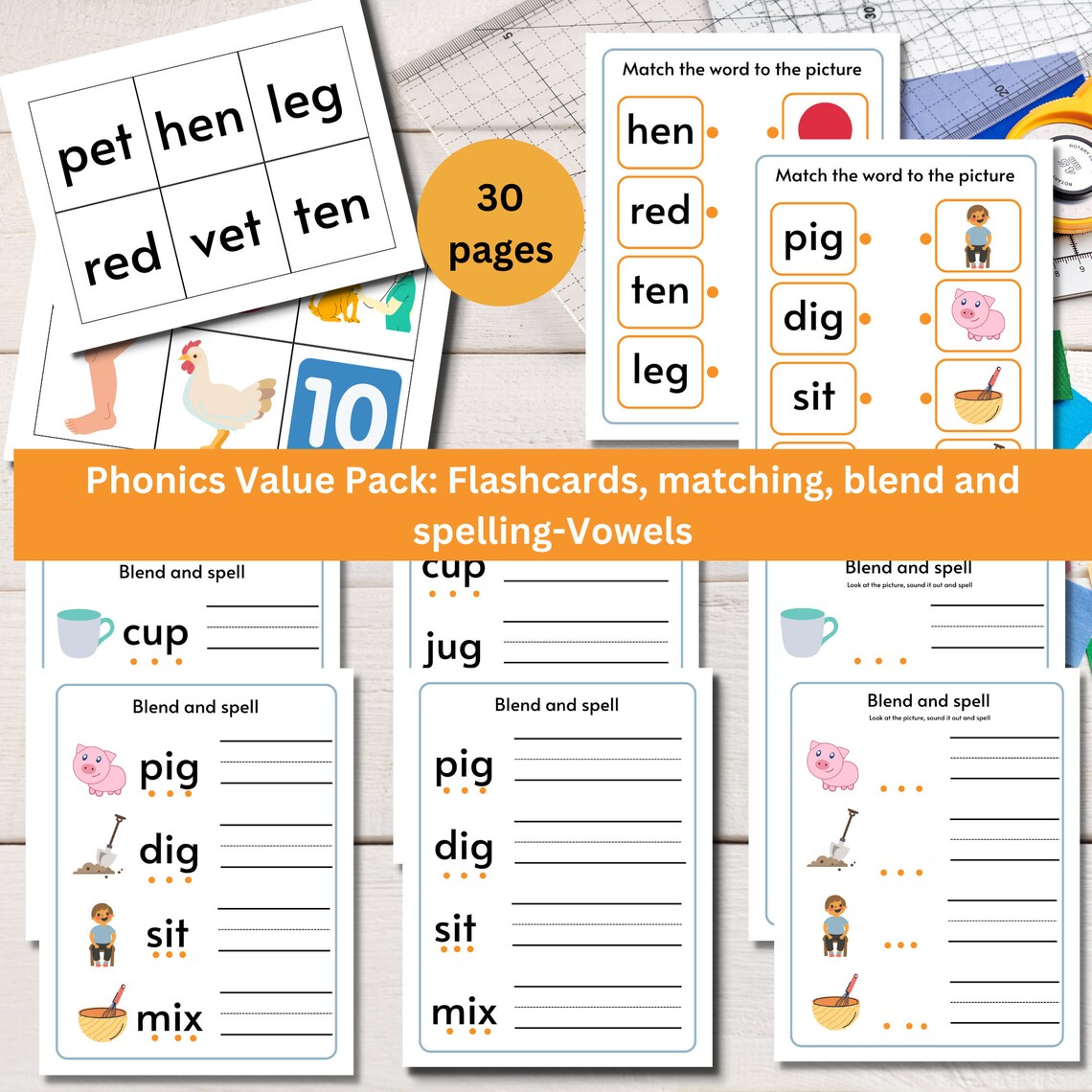 Phonics Worksheets Vowels CVC Words Phonics Games Phonics Activities ...