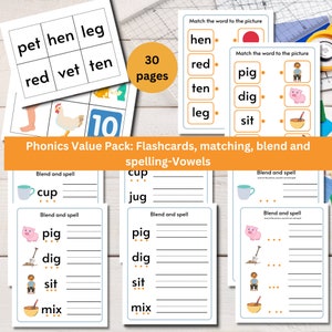 Phonics Worksheets Vowels | CVC Words | Phonics Games | Phonics ...