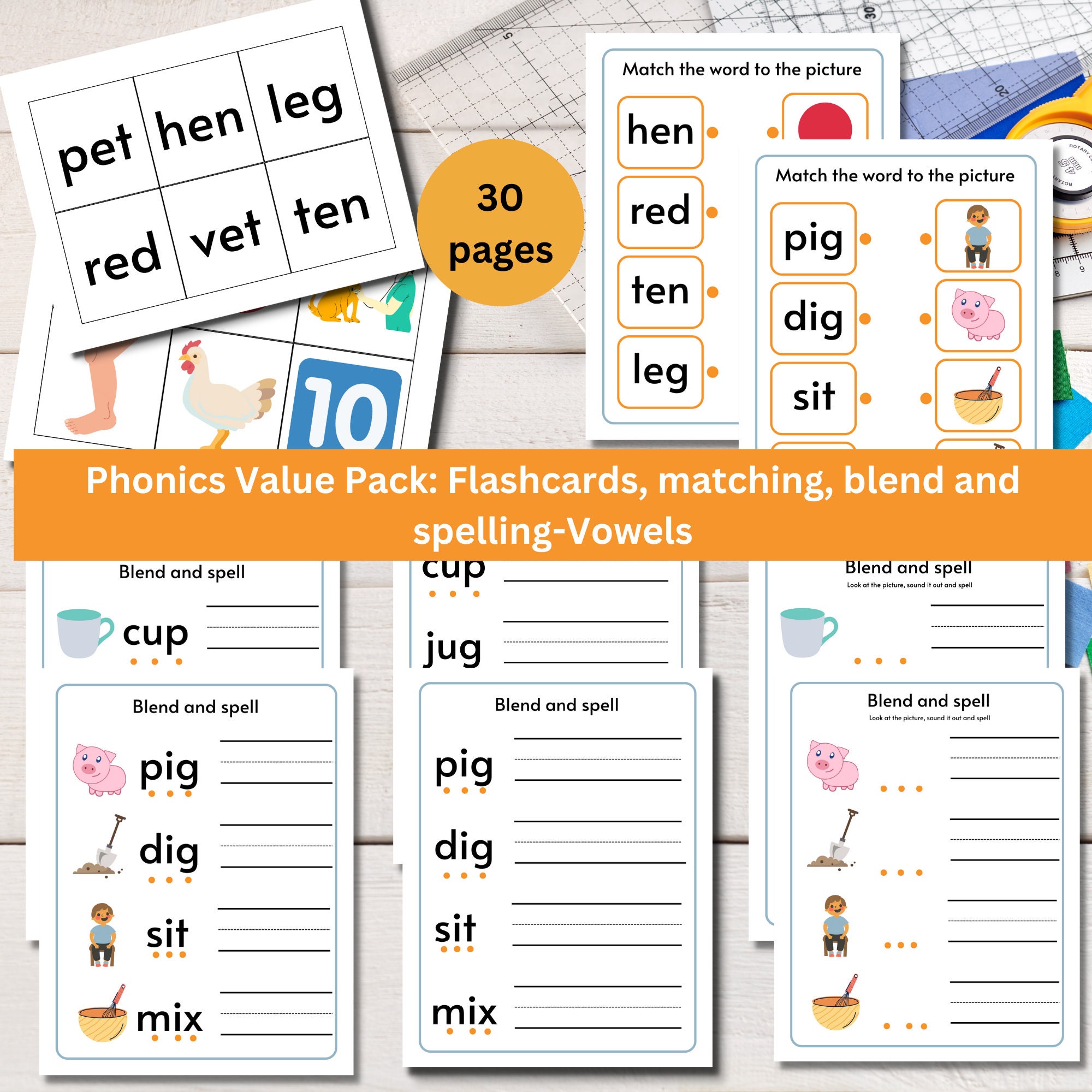 Phonics Worksheets Vowels CVC Words Phonics Games Phonics Activities ...