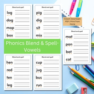 Phonics Worksheets Vowels | CVC Words | Phonics Games | Letter Sounds ...