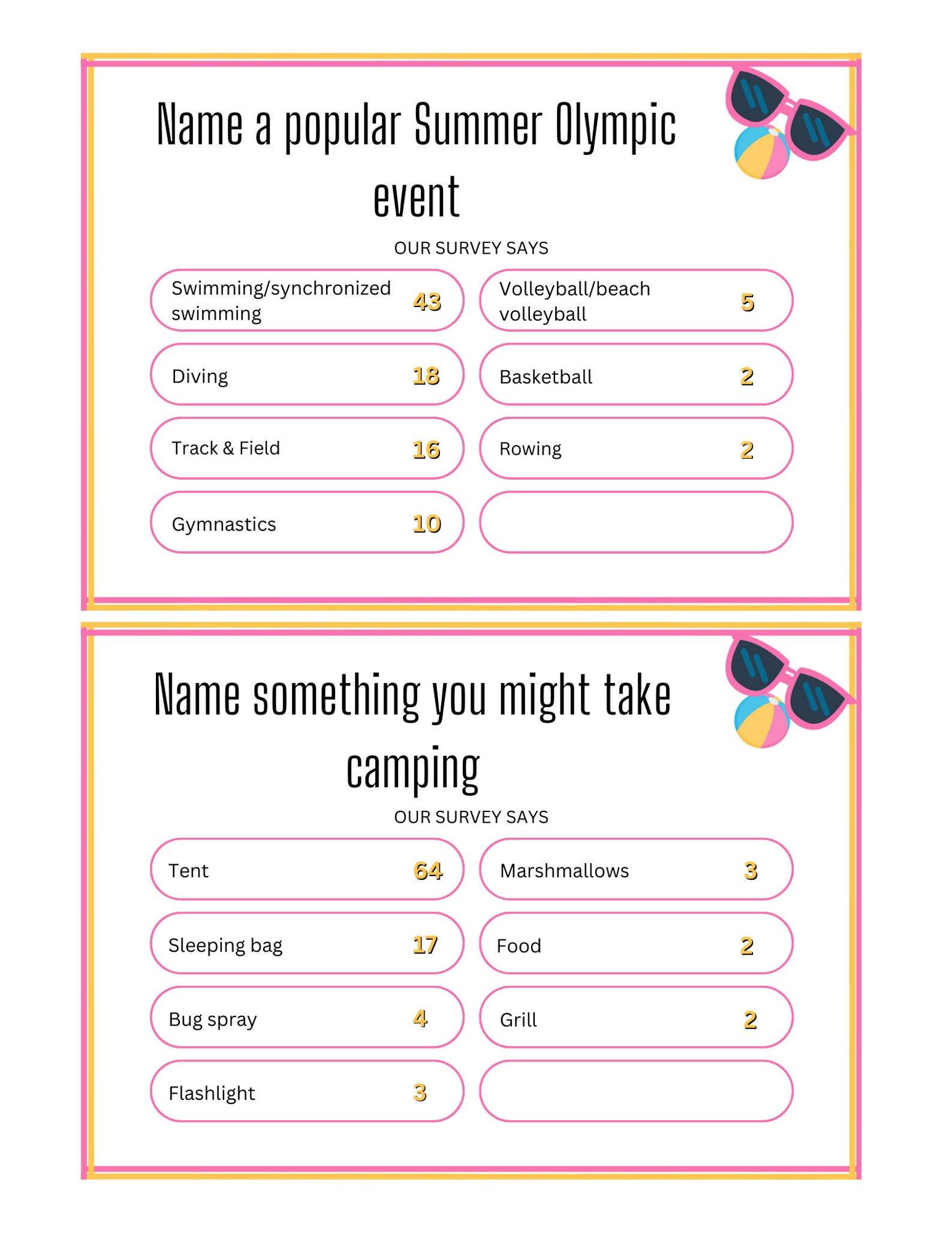 Family Feud Summer Game | Summer Printable Games | Summer Activities ...