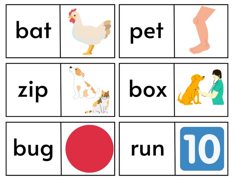 Phonics Matching Cards Game Vowels CVC Words Phonics Games - Etsy