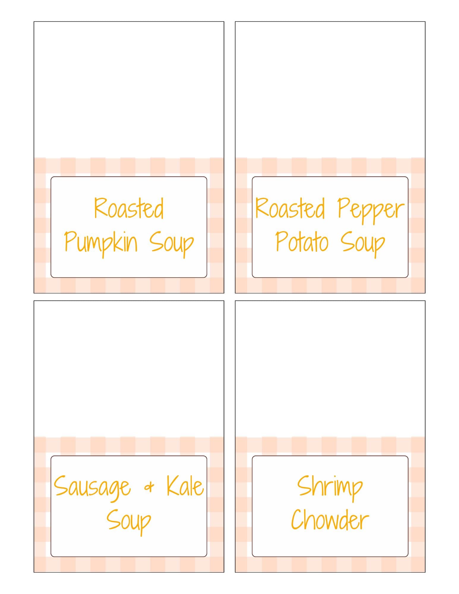 Soup Food Labels With Names Tent Cards Non-editable Printable | Soup ...