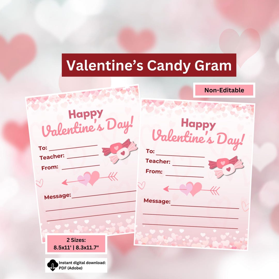 Valentine's Candy Gram Form | Valentine School Fundraiser | PTA PTO ...
