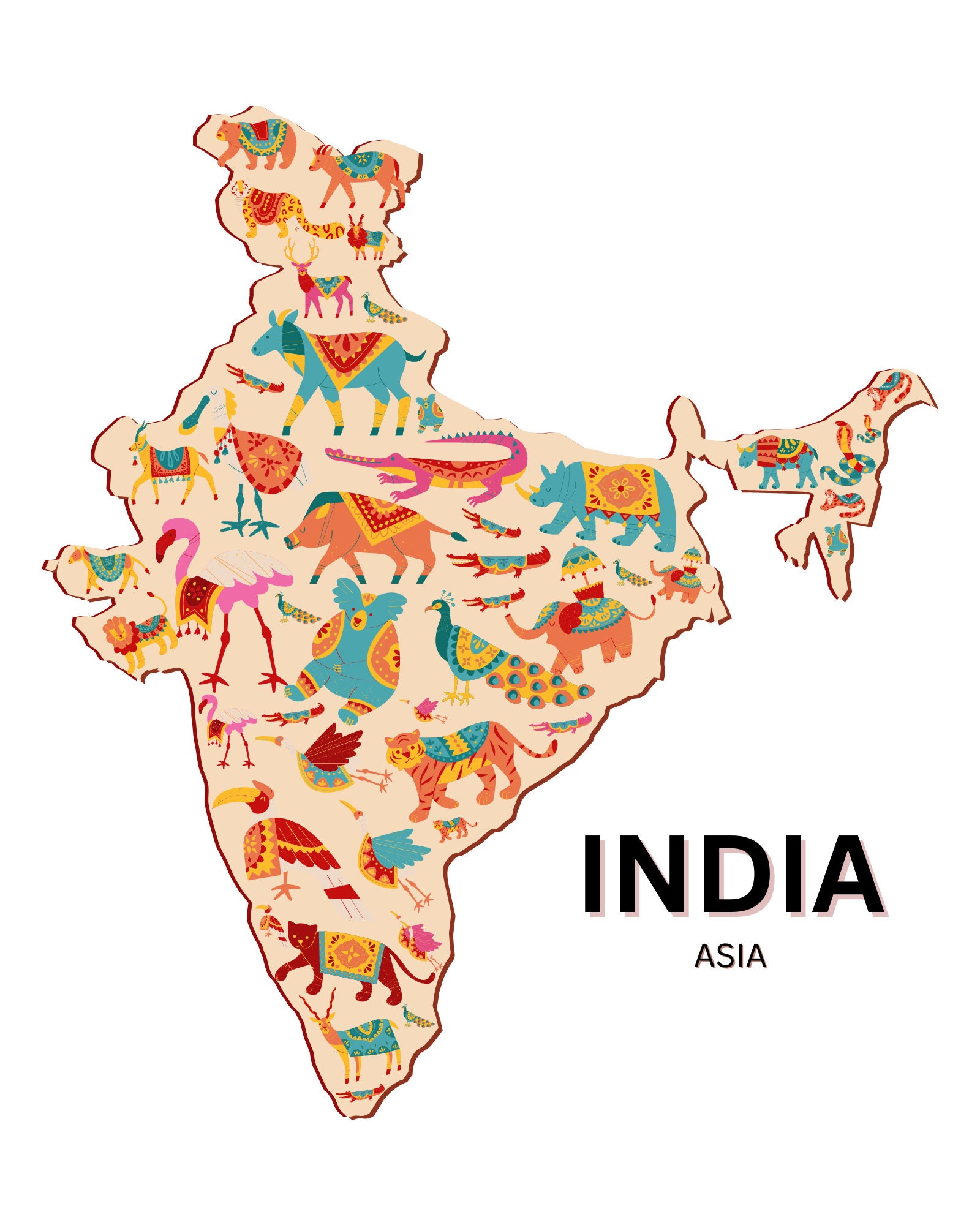 Map of India India Map Digital India Map India Wall Art Download Map of ...