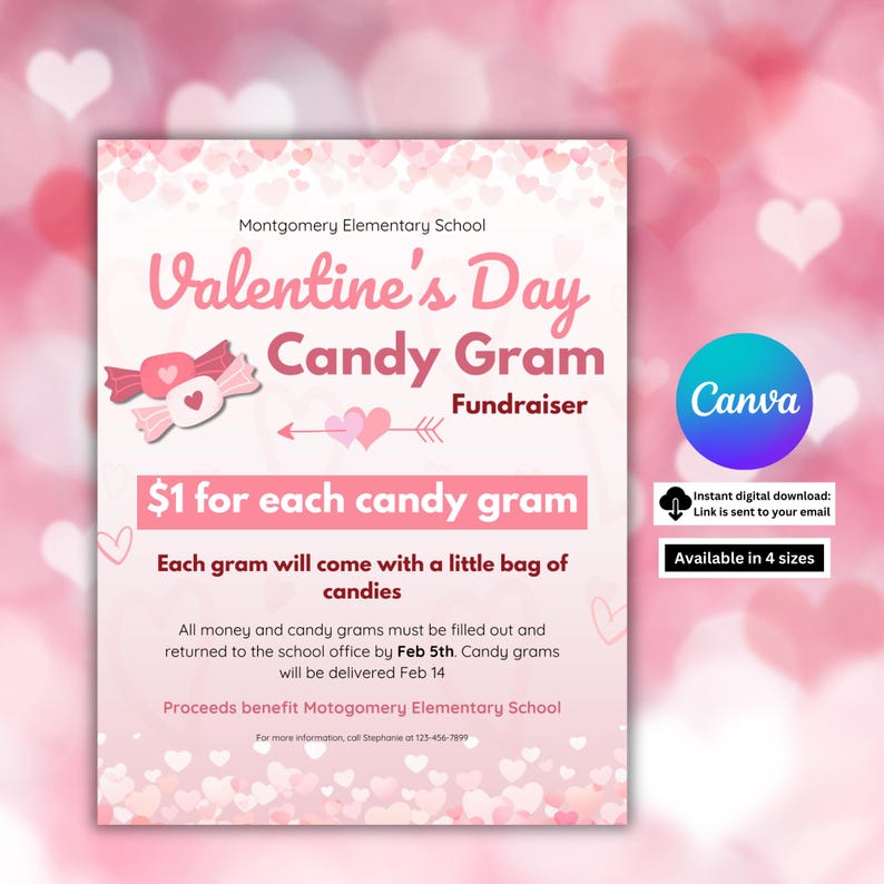 Valentine Candy Gram Fundraiser Flyer & Invite | School Valentine's ...
